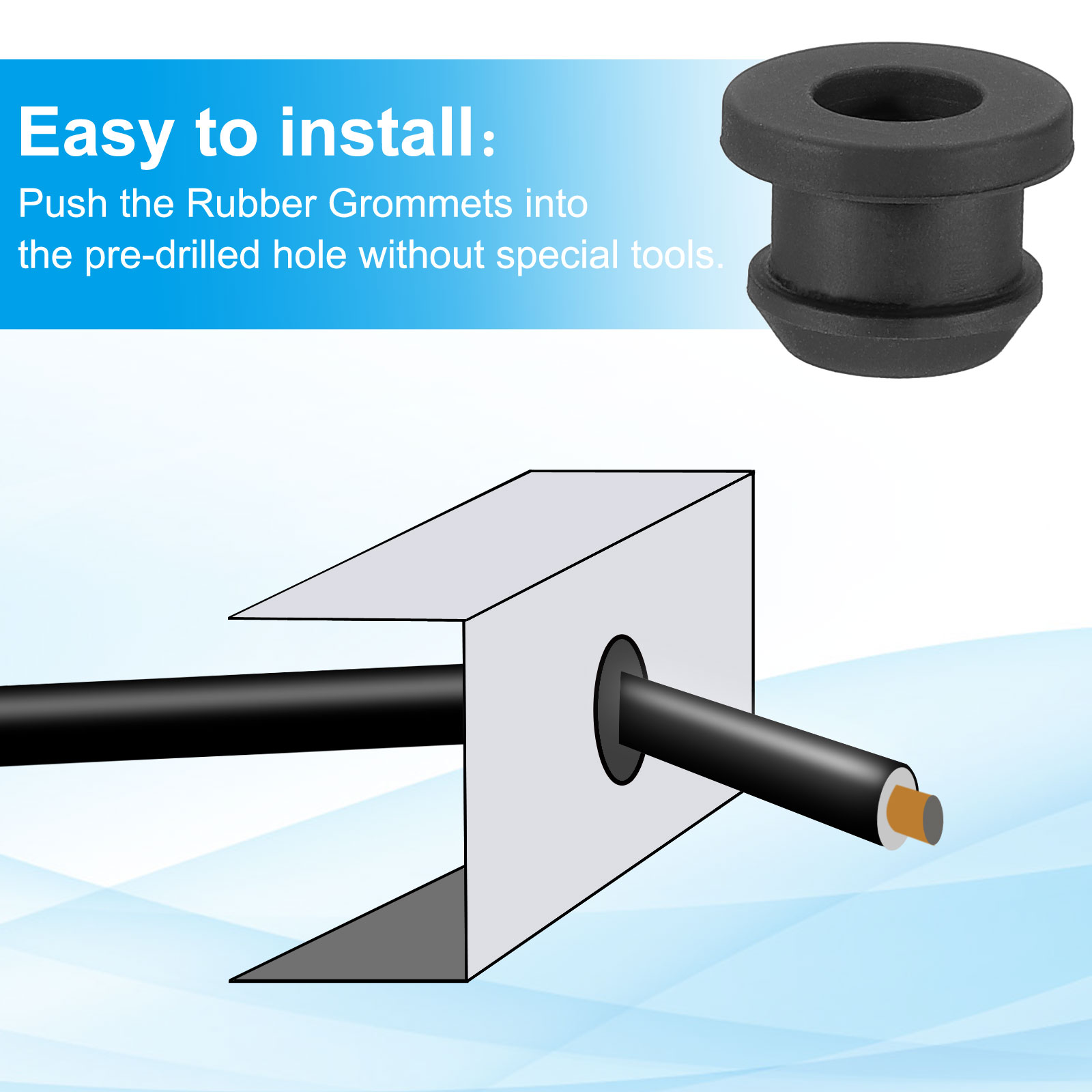 PATIKIL 15pcs 10mm / 3/8-Inch Drill Hole 1/4-Inch ID Rubber Grommets ...