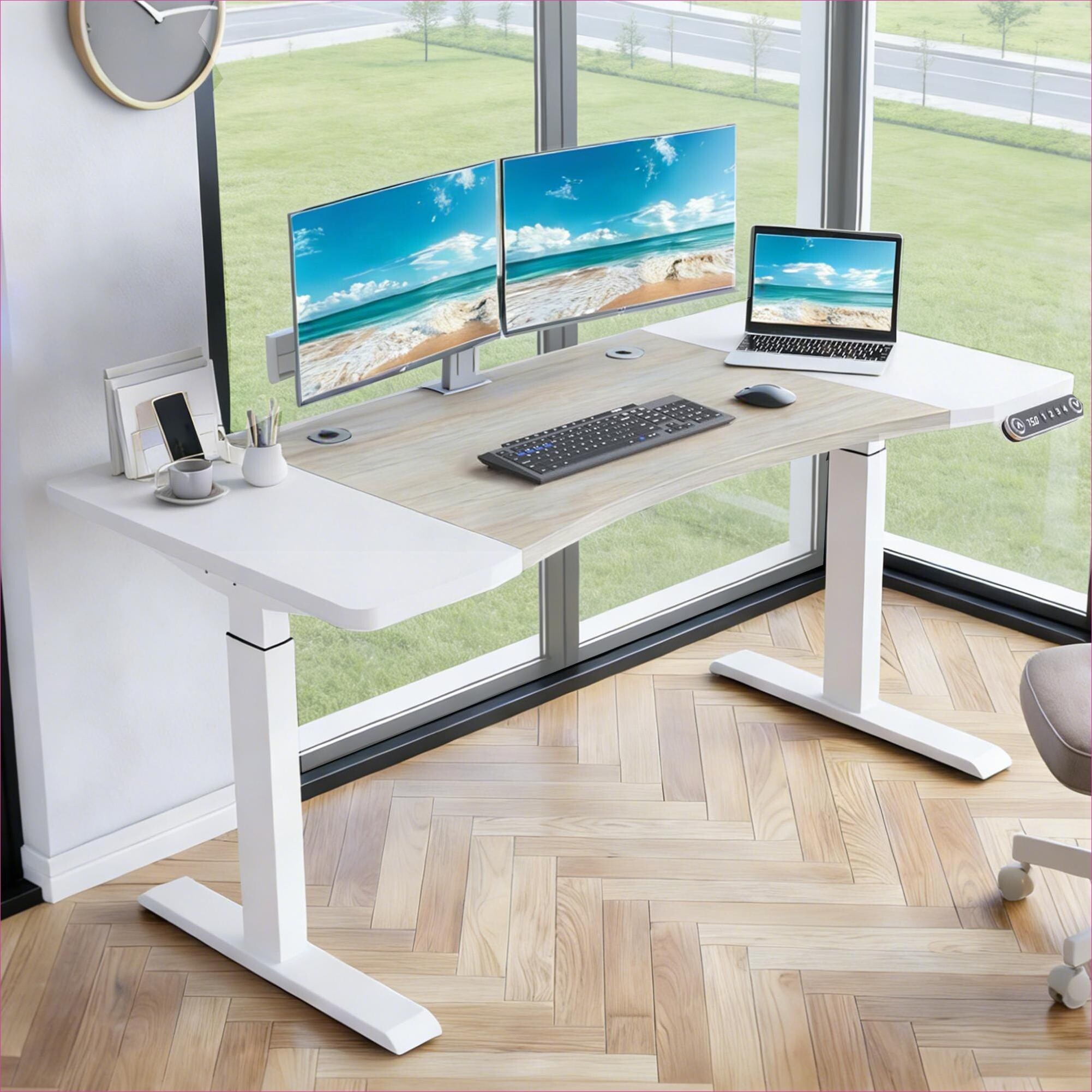 Watnature Electric Height Adjustable Standing Desk 6330 Brown-toned ...