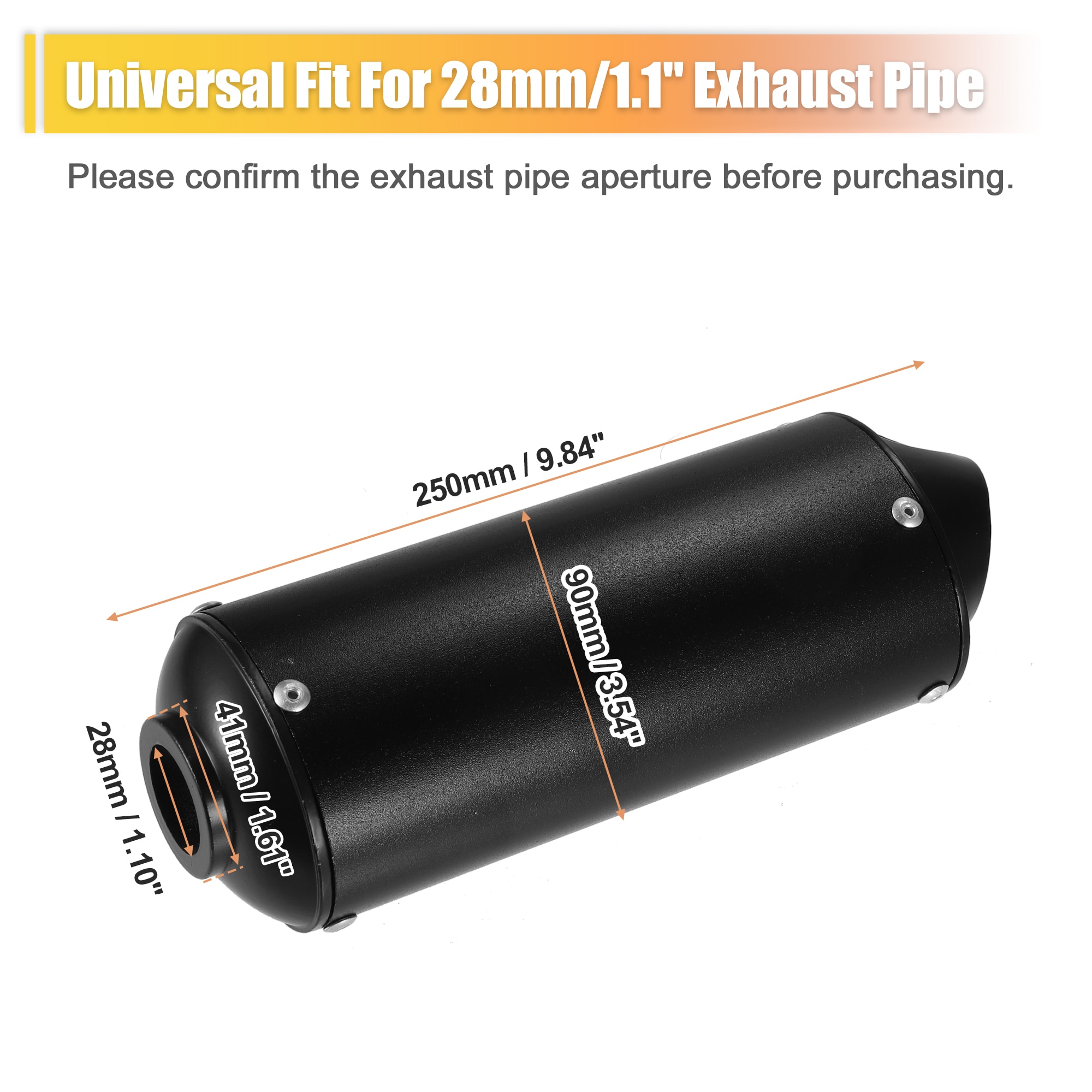 Unique Bargains 28mm 1.1 inch Exhaust Silencer Muffler with Clamp ...