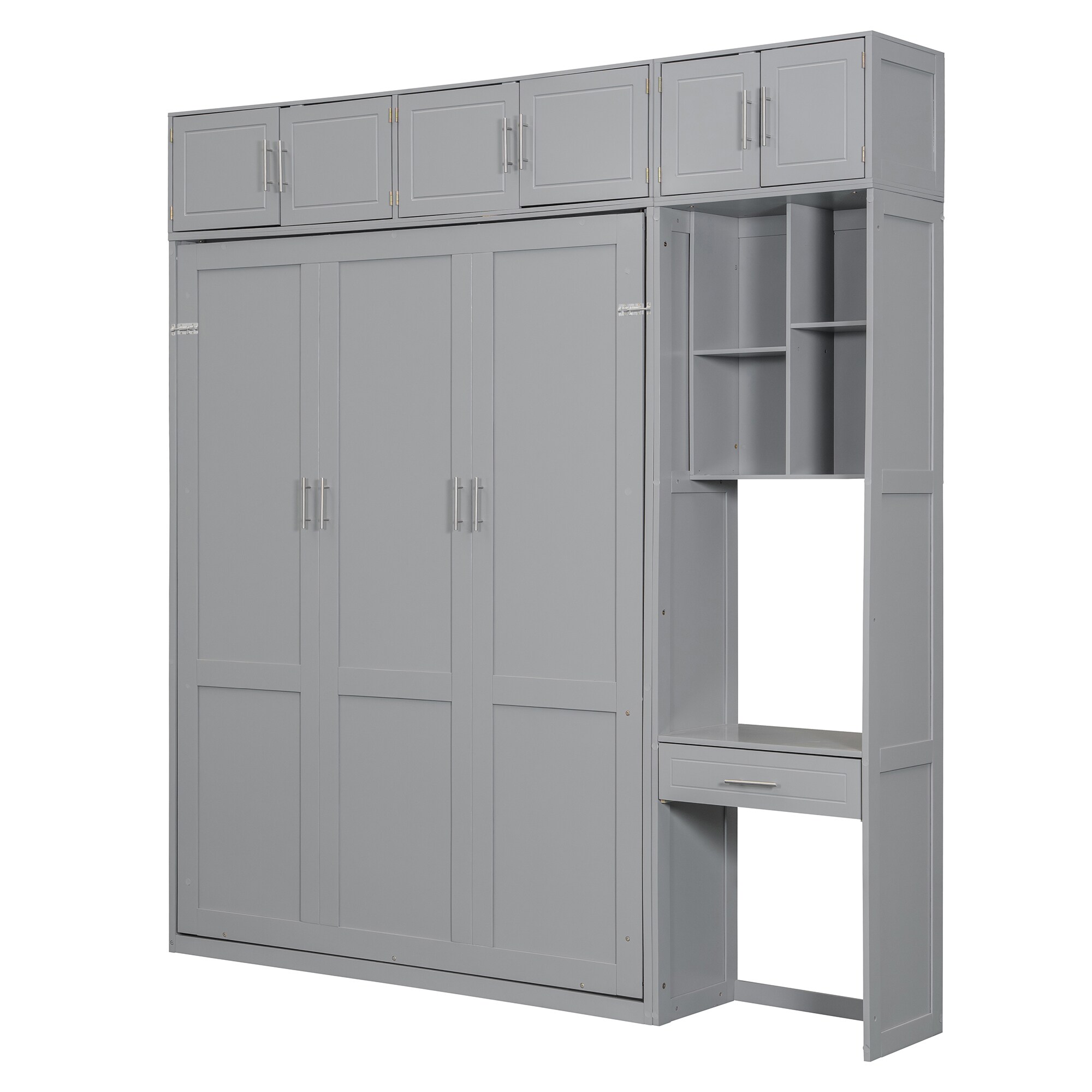 LUXEYARD Murphy Bed with Desk Top Cabinet and Storage Shelves Space ...