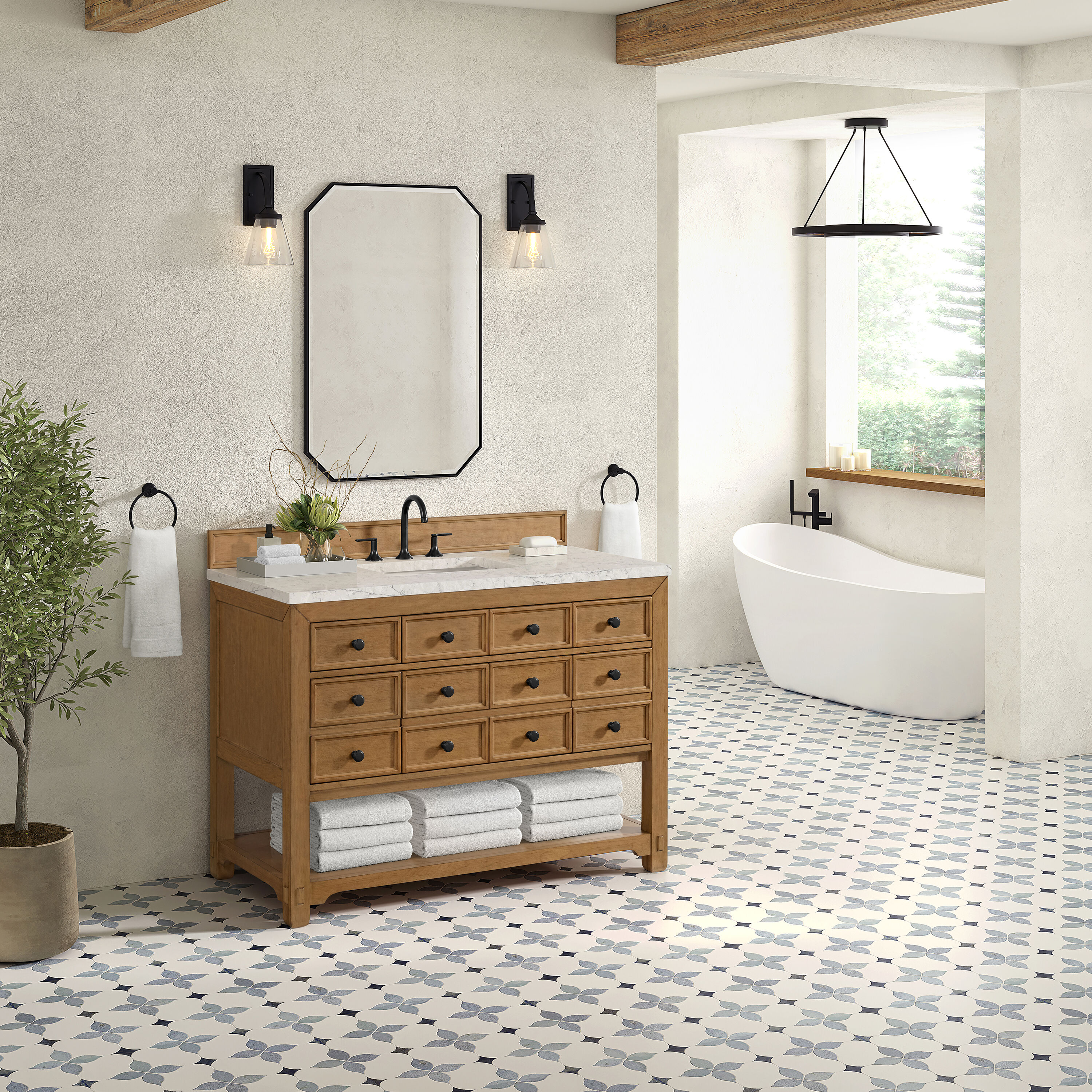 James Martin Vanities Malibu 48-in Amber Birch Undermount Single Sink ...