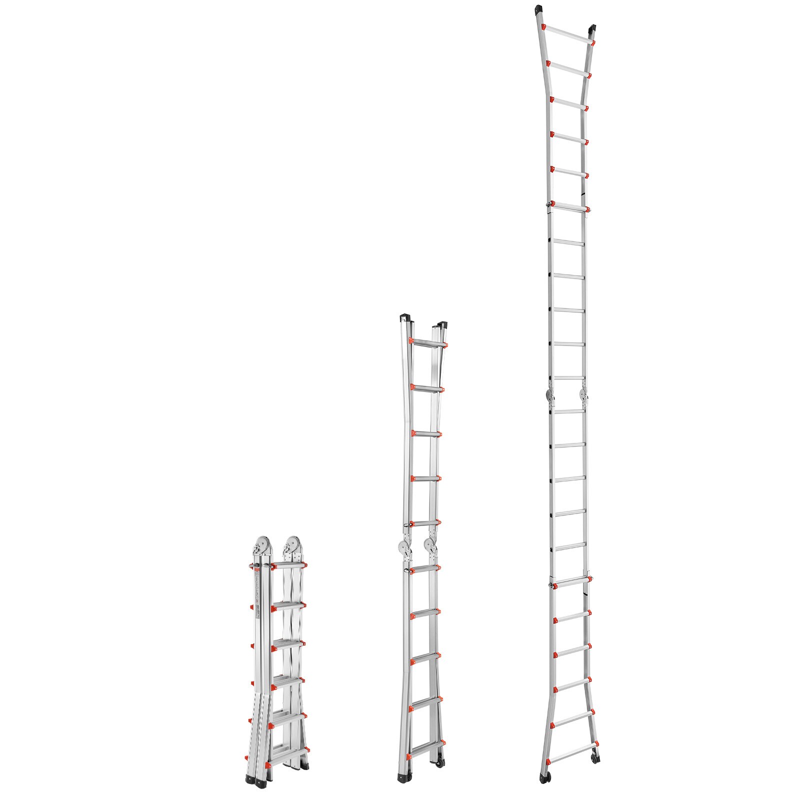 GLANZEND 20.5 ft Telescoping Multi Position Ladder Aluminum Alloy 330 ...