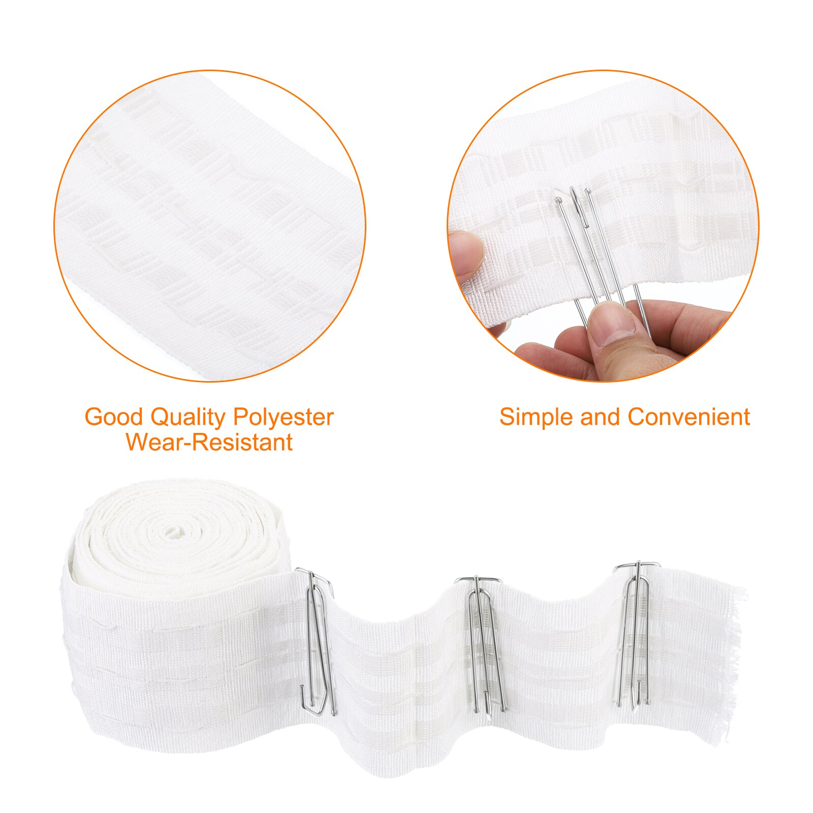 Unique Bargains Curtain Pleat Tape 6 Meters/6.6 Yards Pleated Tape for ...