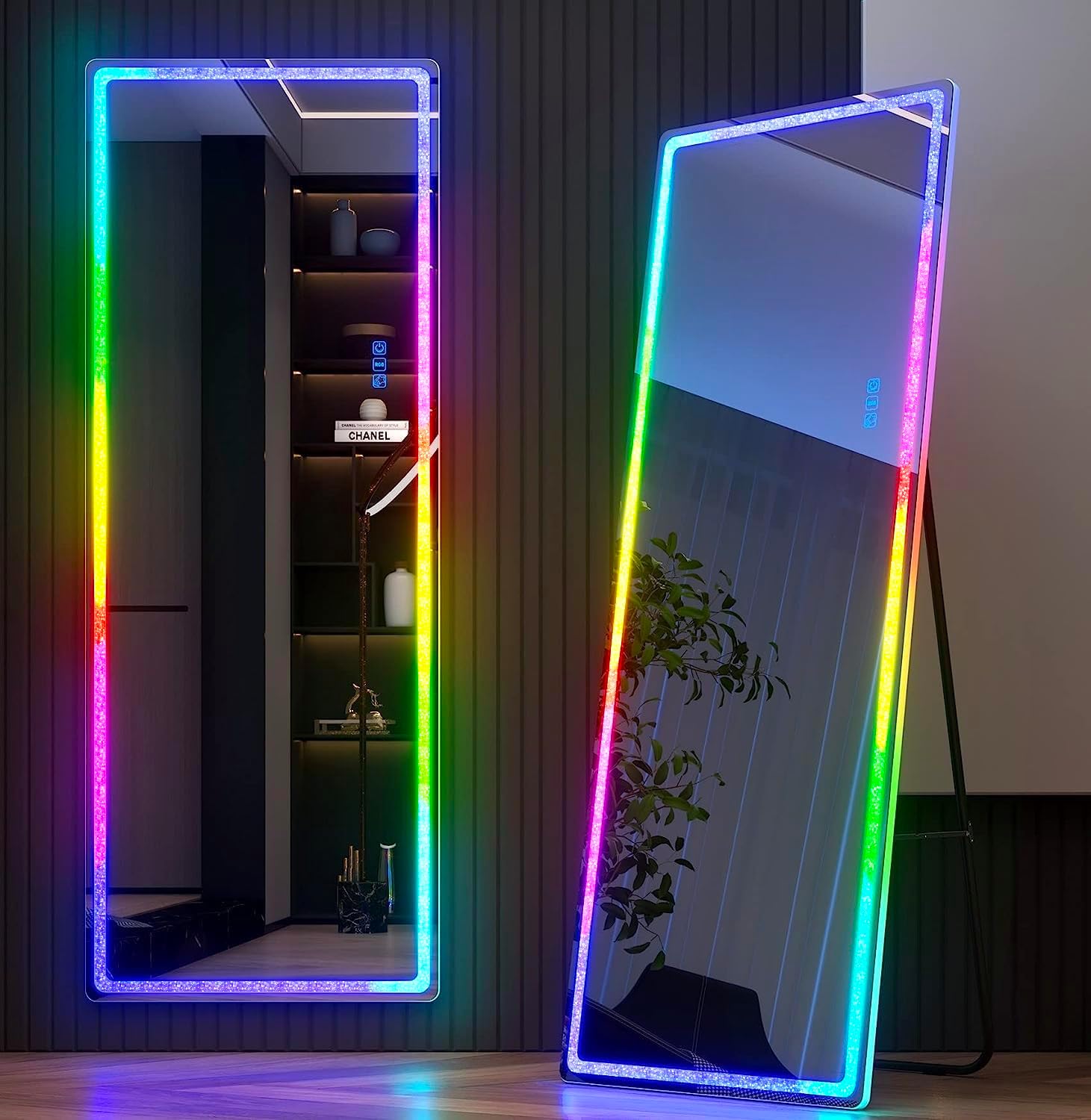 Vlsrka 63 Inch x 20 Inch Full Length LED Mirror with RGB Lights 7 Color ...