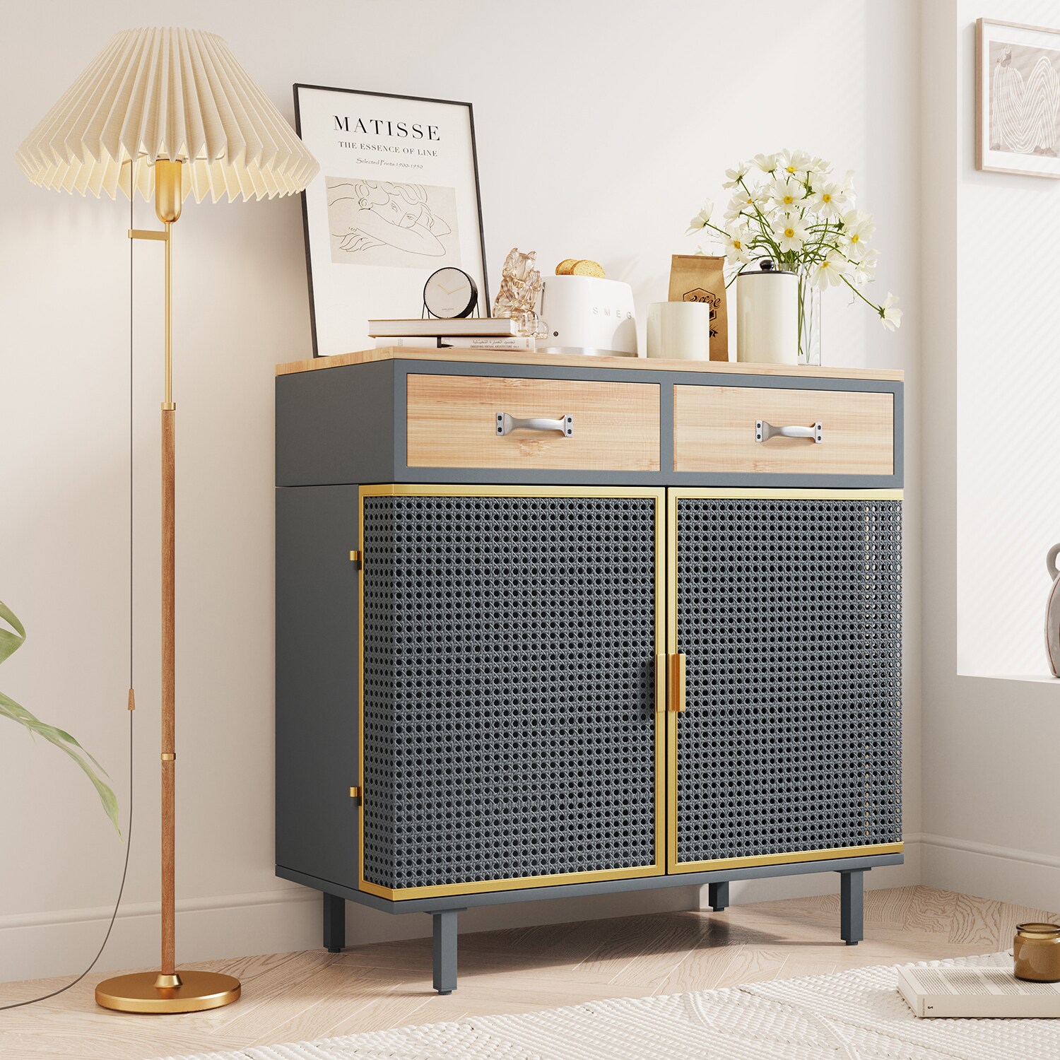Bybafun Rustic Gray Metal Sideboard in the Dining & Kitchen Storage ...