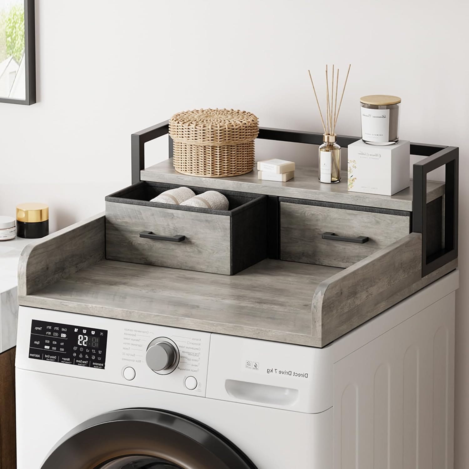 Garvee 2-Tier Washer Dryer Countertop with Shelf and 2 Drawers Washer ...