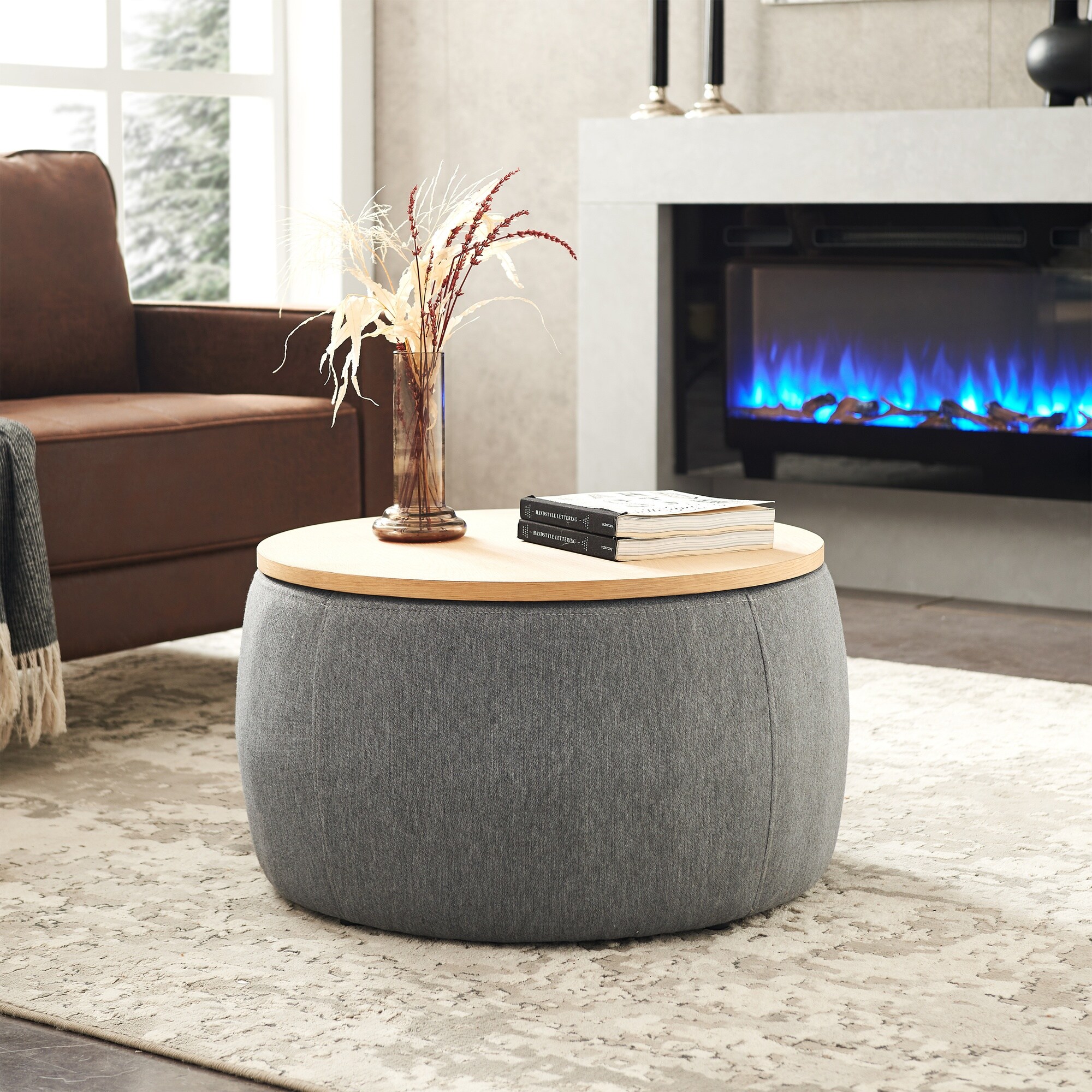 HyperDrop Cart Round Storage Table/ 2-in-1 Multi-Function as End Table ...