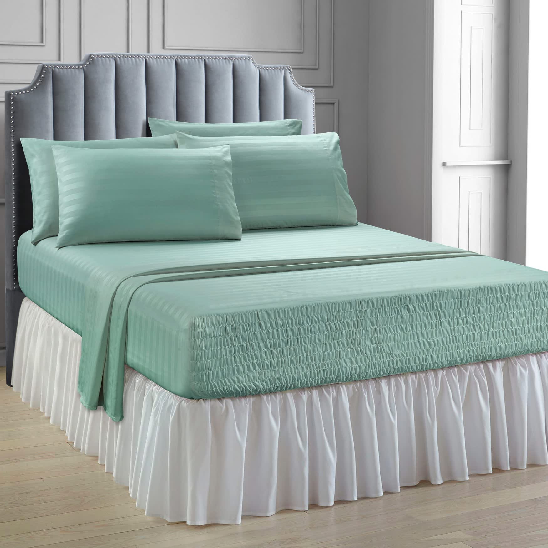 BrylaneHome 6 Piece Microfiber Bed Tite Damask Stripe Sheet Set in the ...