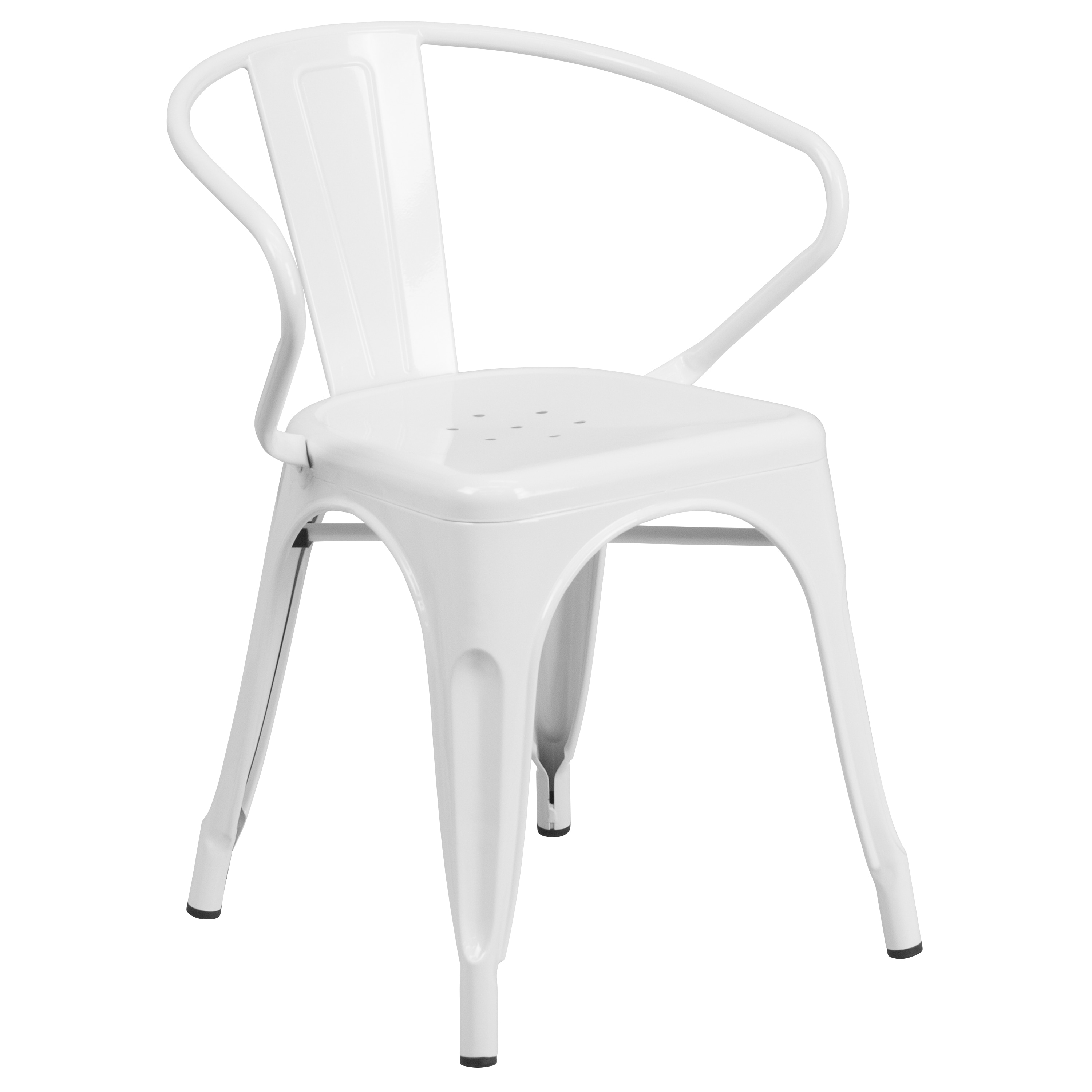 Emma + Oliver Commercial 24-in Round White Metal Indoor-Outdoor Table ...