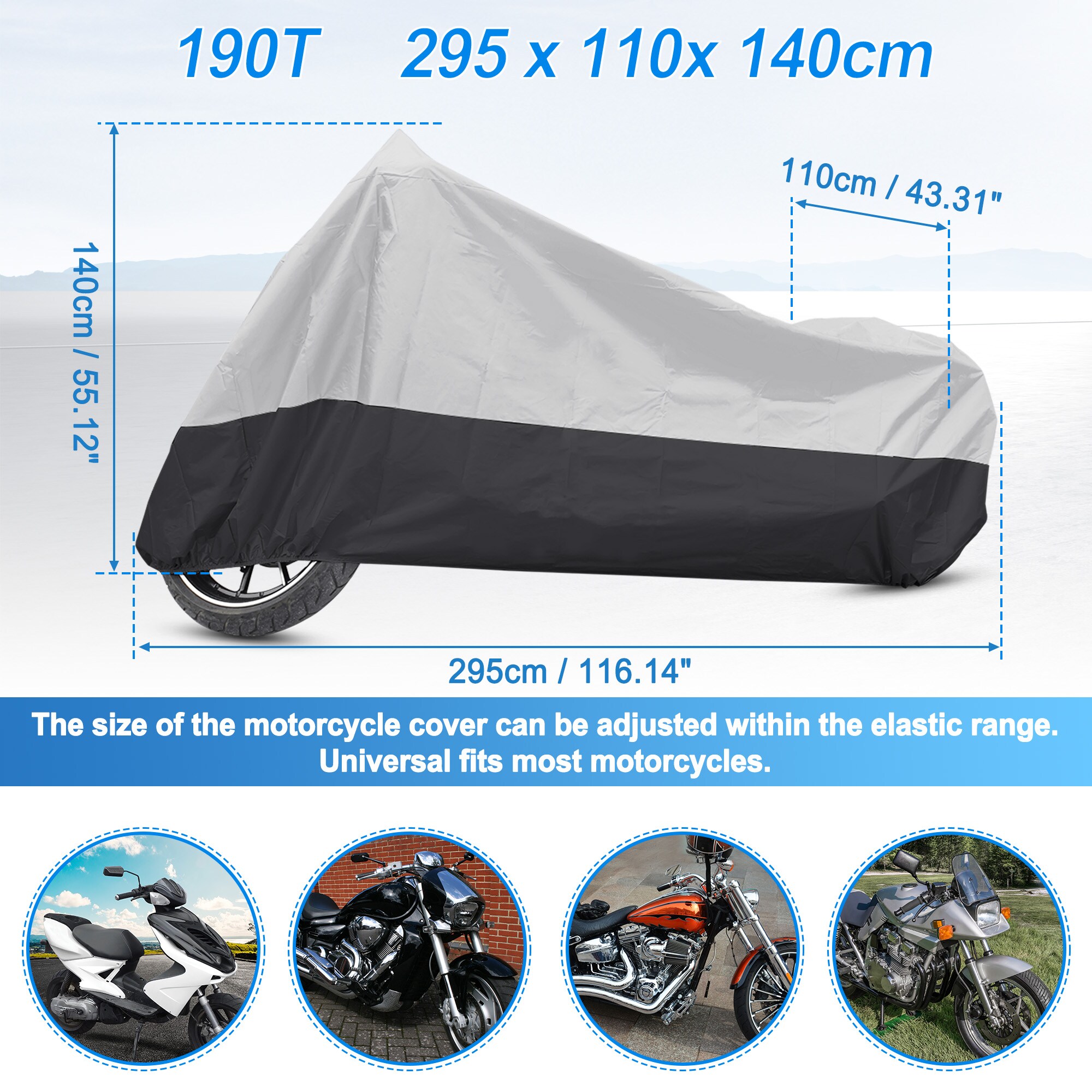 Unique Bargains Motorcycle Cover Motorbike Cover Rain Dust Protector ...