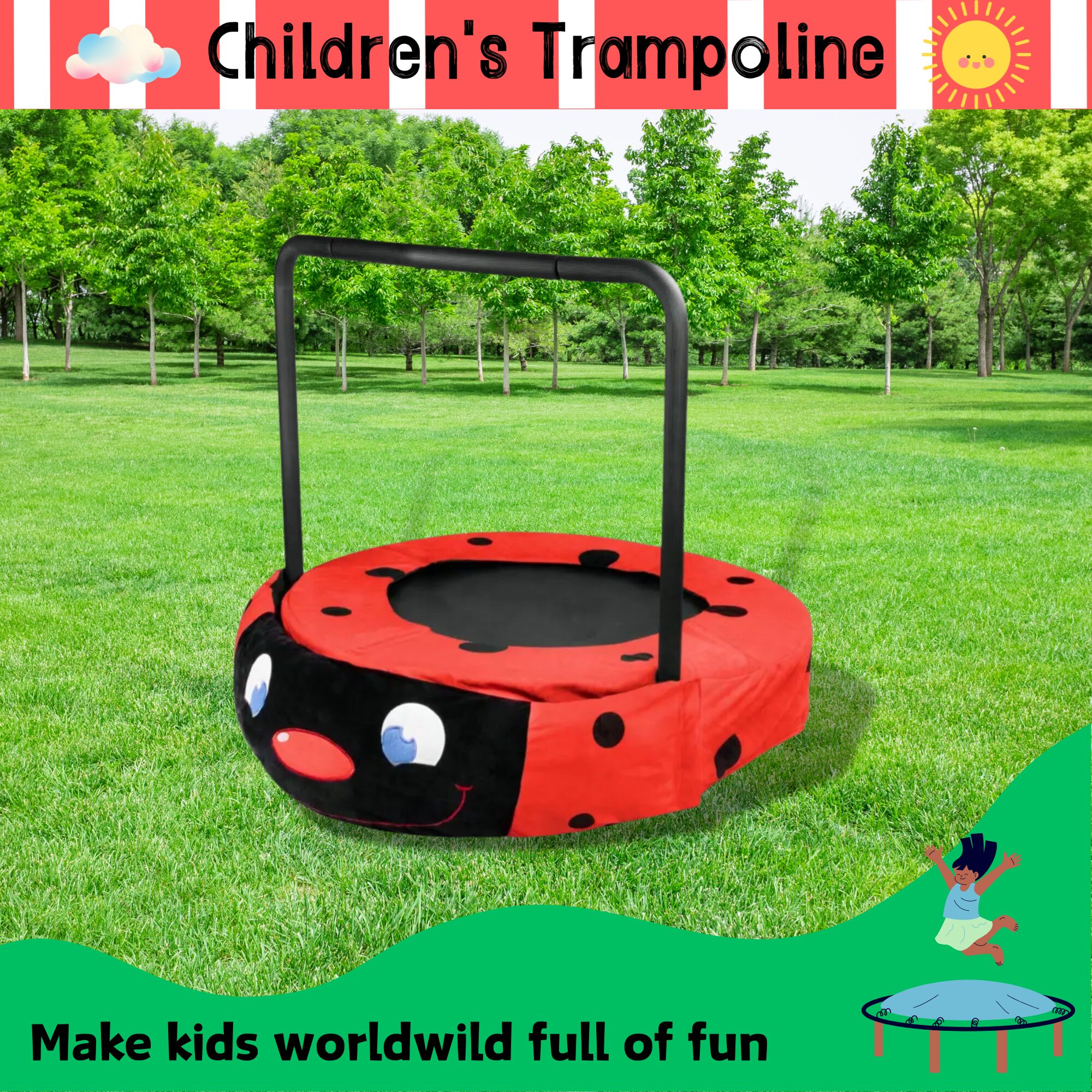 LOVMOR Assembled children s trampoline happy expression outdoor and ...
