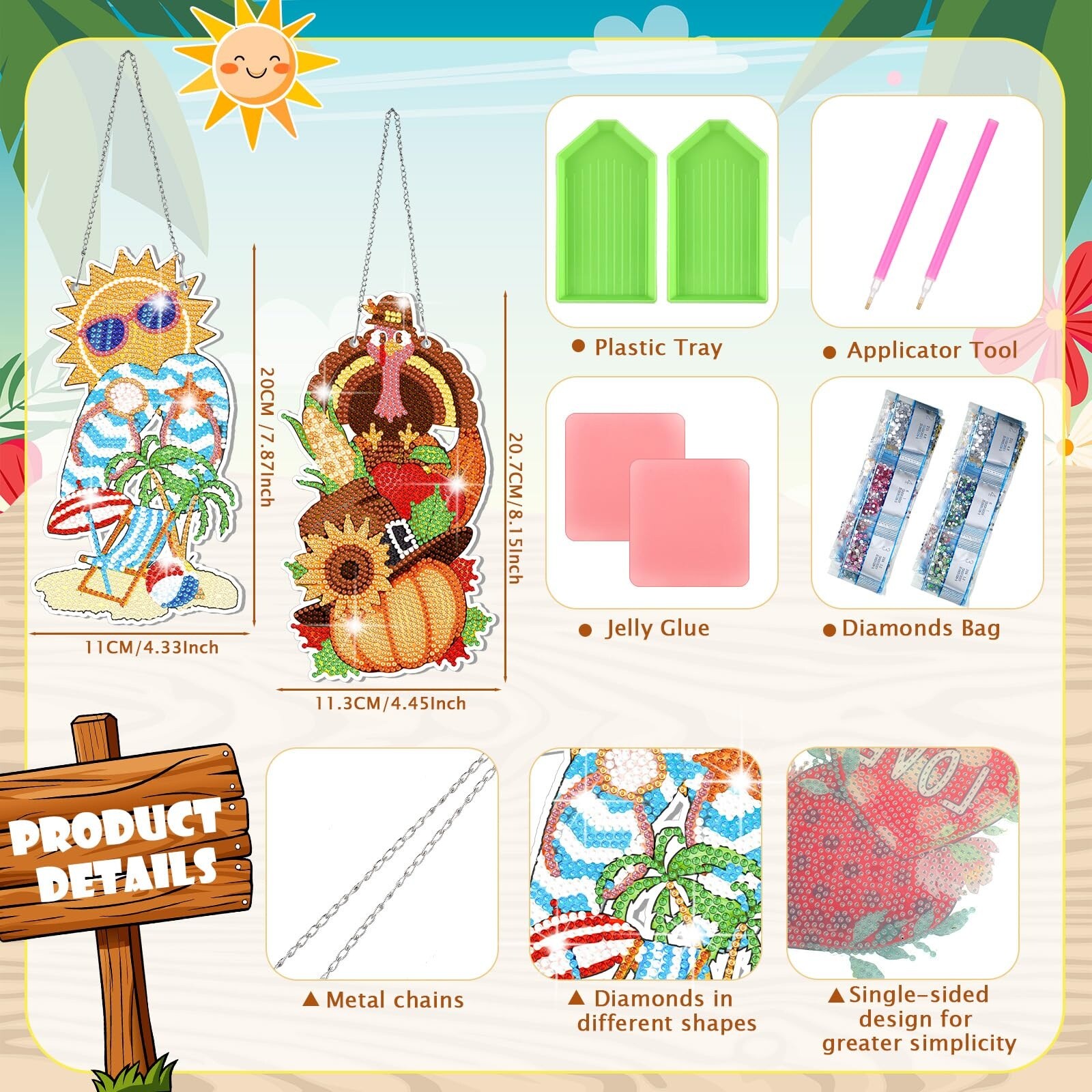 Phyfalip 12 pcs Seasonal Diamond Art Wreath Kit DIY Holiday Hanging ...