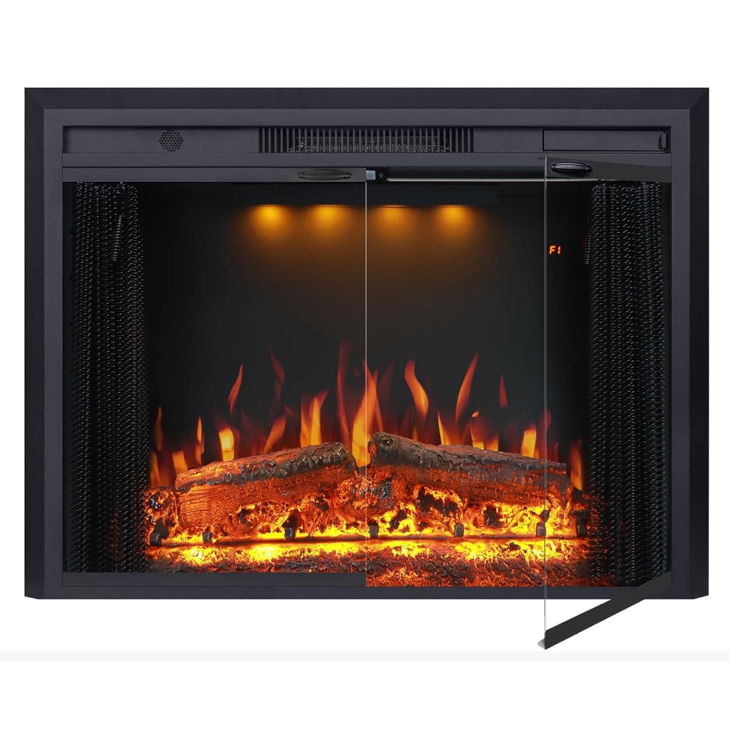 Mondawe 36-in W Black Wall mount Fan-forced Electric Fireplace with ...