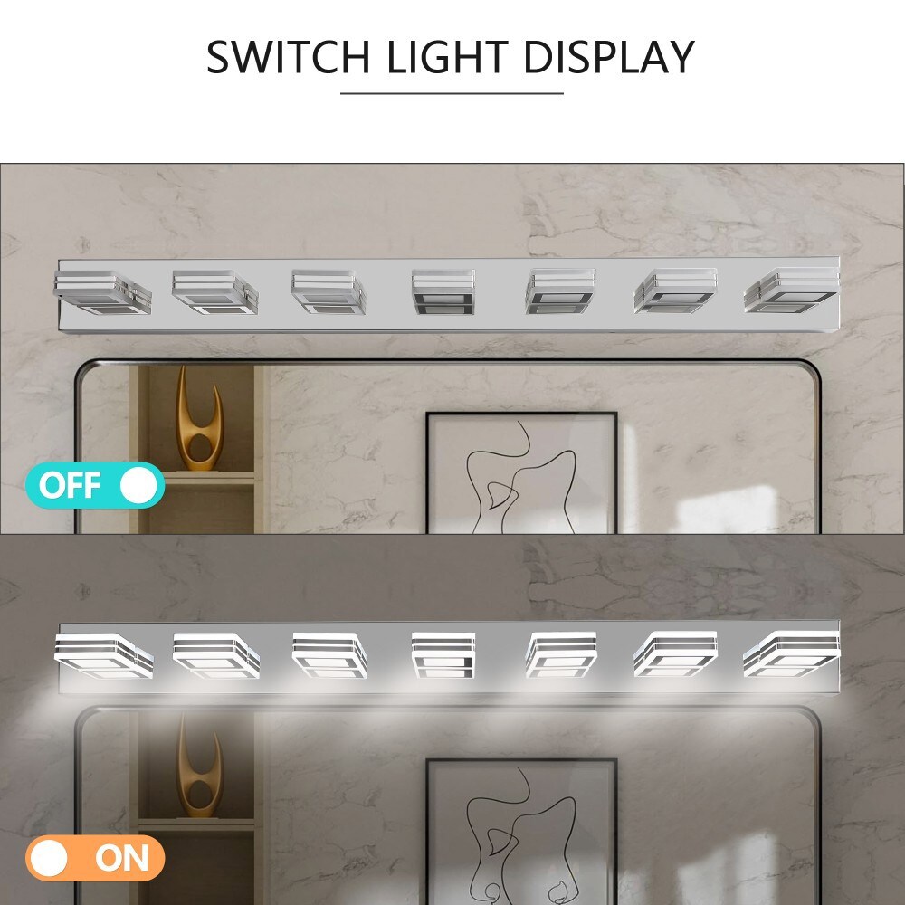 TomCare 45-in 7 Light Chrome Bathroom Vanity Light for Bathroom Mirror ...
