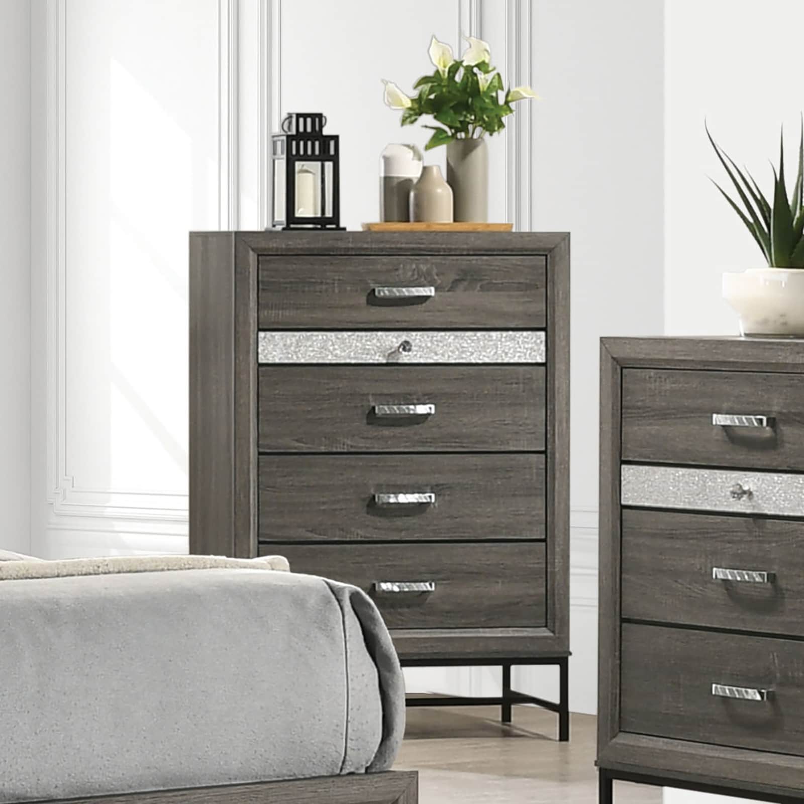 LOVMOR Contemporary Style 4-Drawers Chest 1pc Metal Legs Acrylic Accent ...