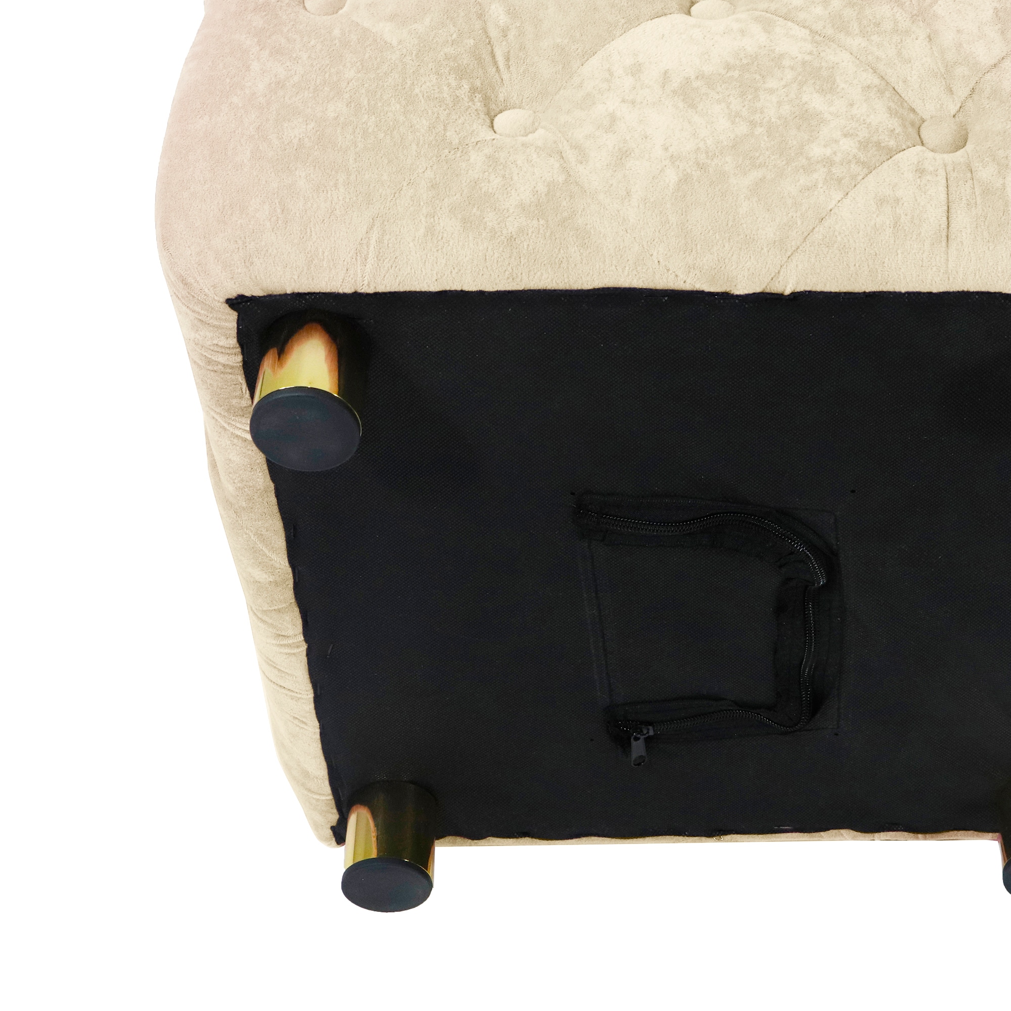 Wooakway 18in. W Soft Velvet Foot Stool Beige Modern Upholstered ...