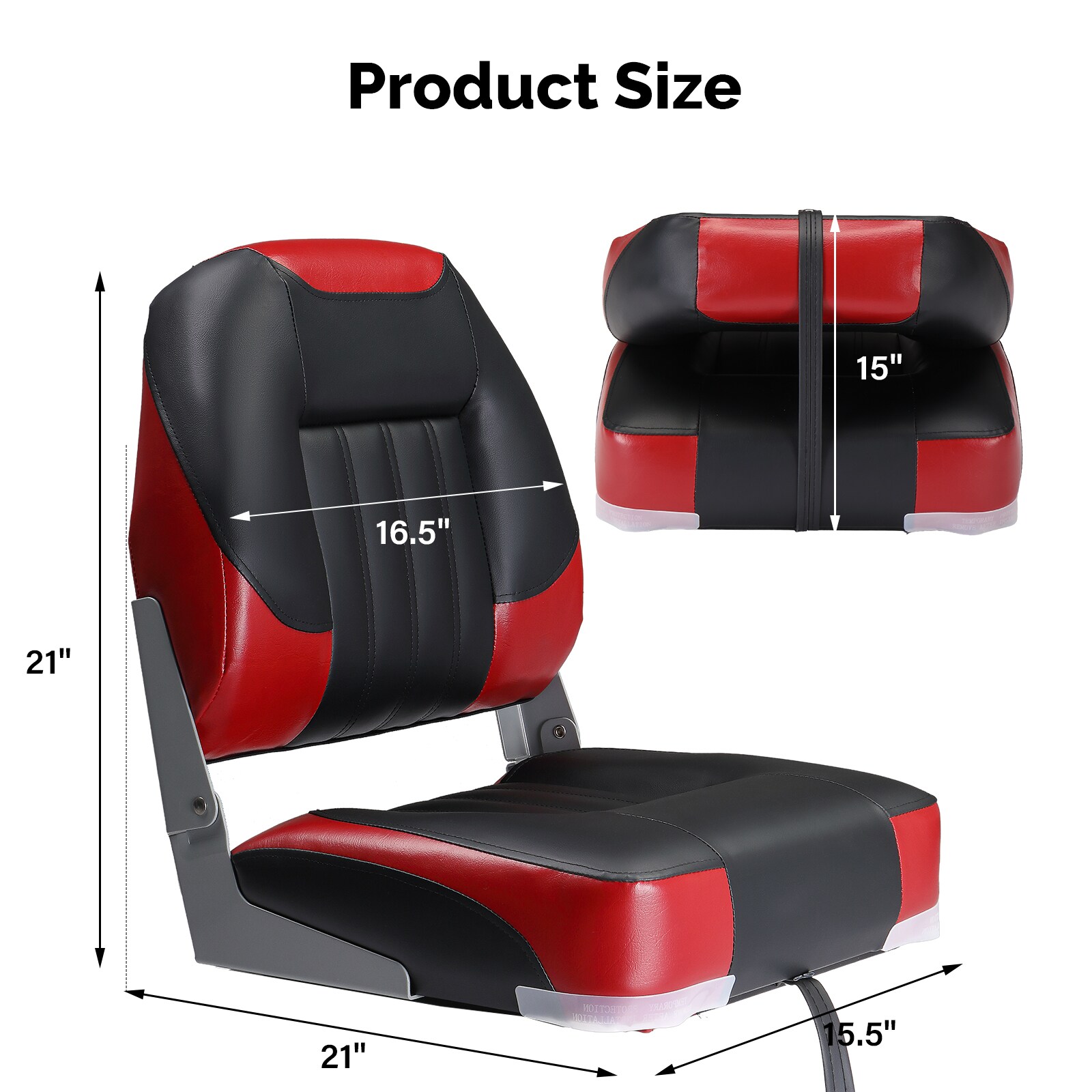 VINGLI Boat Seats Low/High Back Folding Boat Seat 2 Pack Waterproof ...