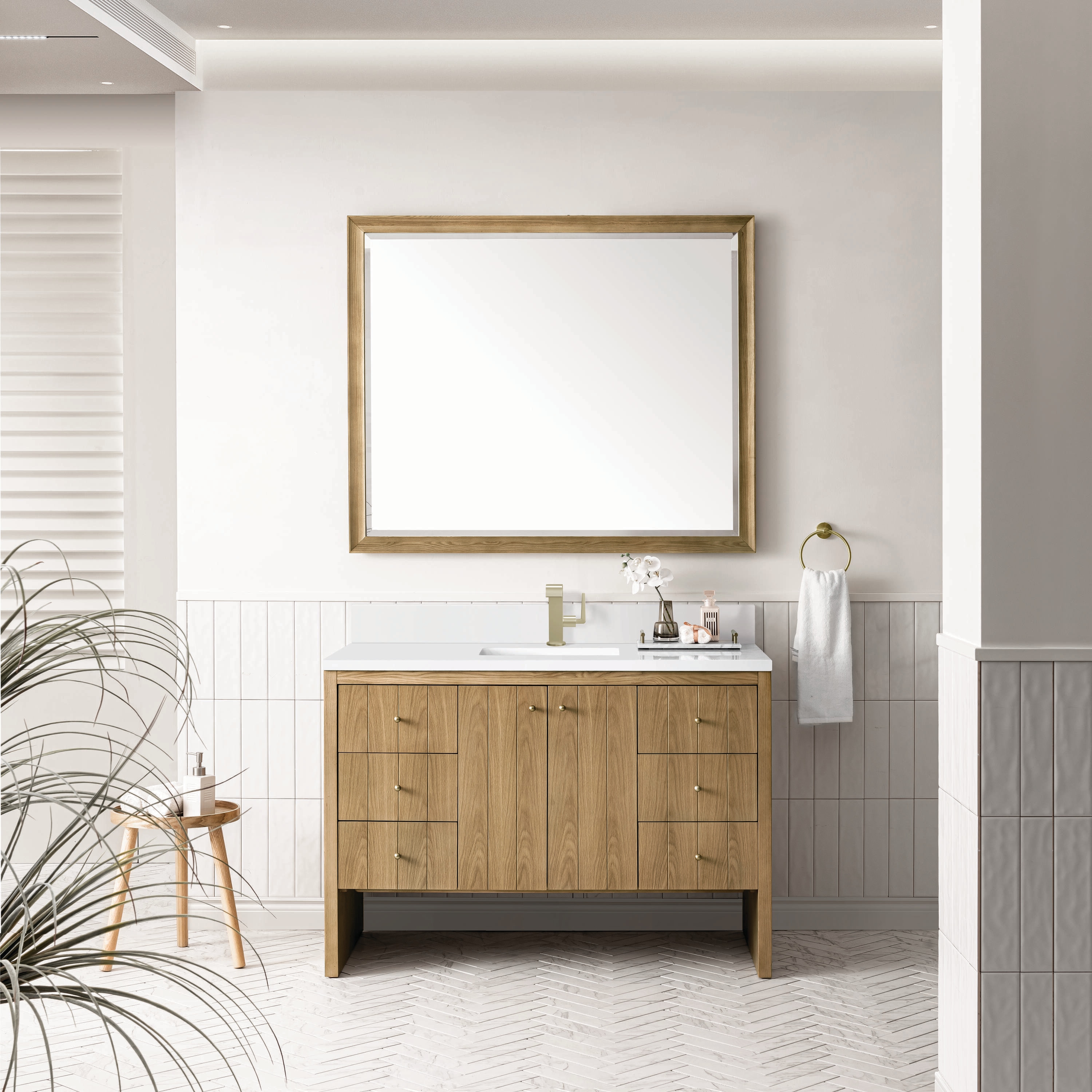 James Martin Vanities Hudson 48-in Light Natural Oak Undermount Single ...