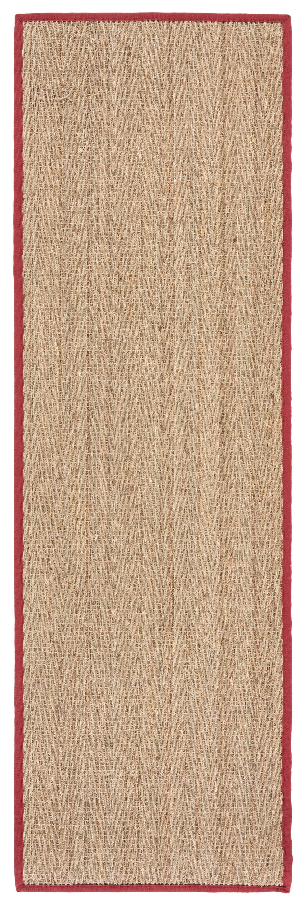 Safavieh Nf Herringbone Seagrass W/Burgundy Red Border 2ft-6in x 16ft ...