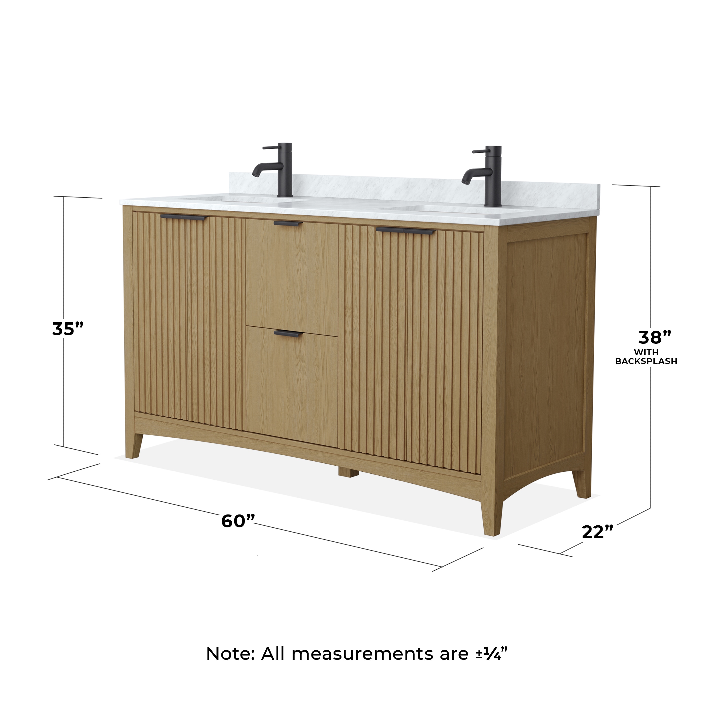 Wyndham Collection Palmilla 60-in Natural Oak with Matte Black Trim ...