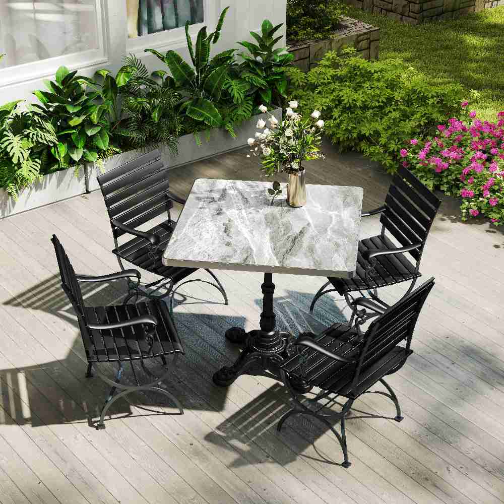 Coolbibila 31-in Square Patio Dining Table Bistro Table with Cast Iron ...