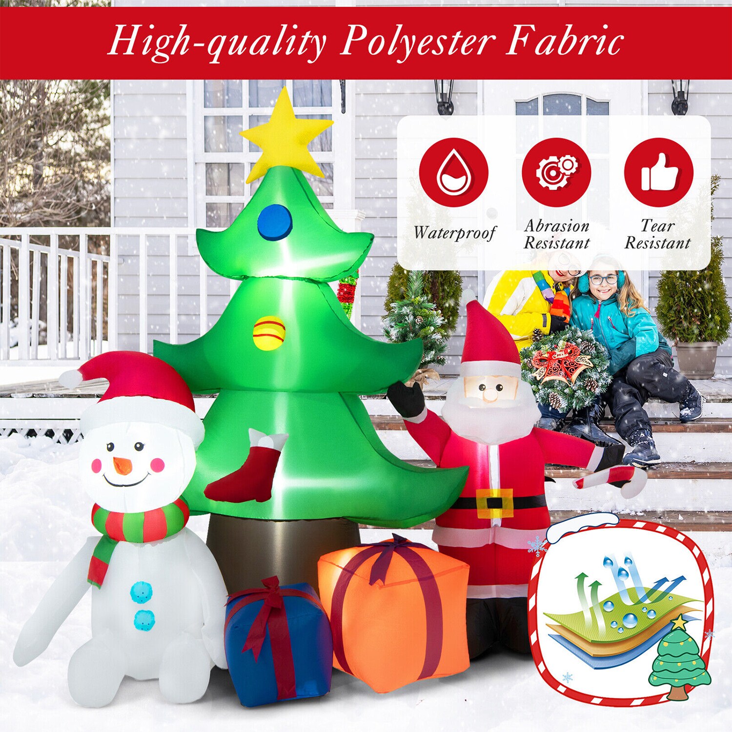 Wellfor 6 5 Ft Lighted Christmas Tree S Christmas Inflatable In The