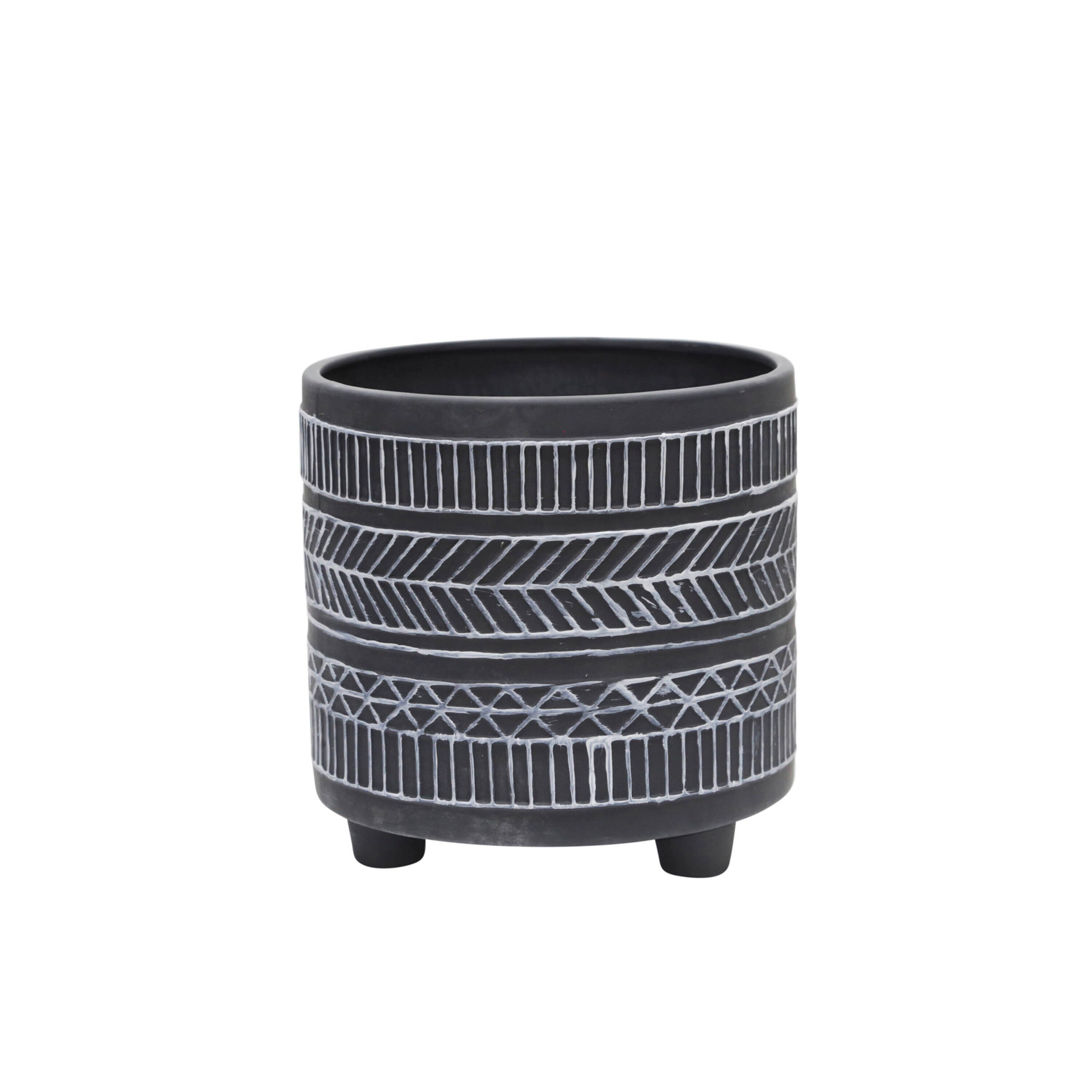 Tinyhomie S/2 TRIBAL LOOK FOOTED PLANTER 6/8in BLACK in the Pots ...
