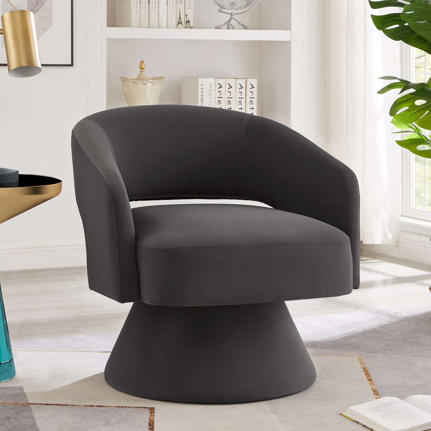 Streamdale Furniture Streamdale Modern Swivel Accent Chair Velvet ...