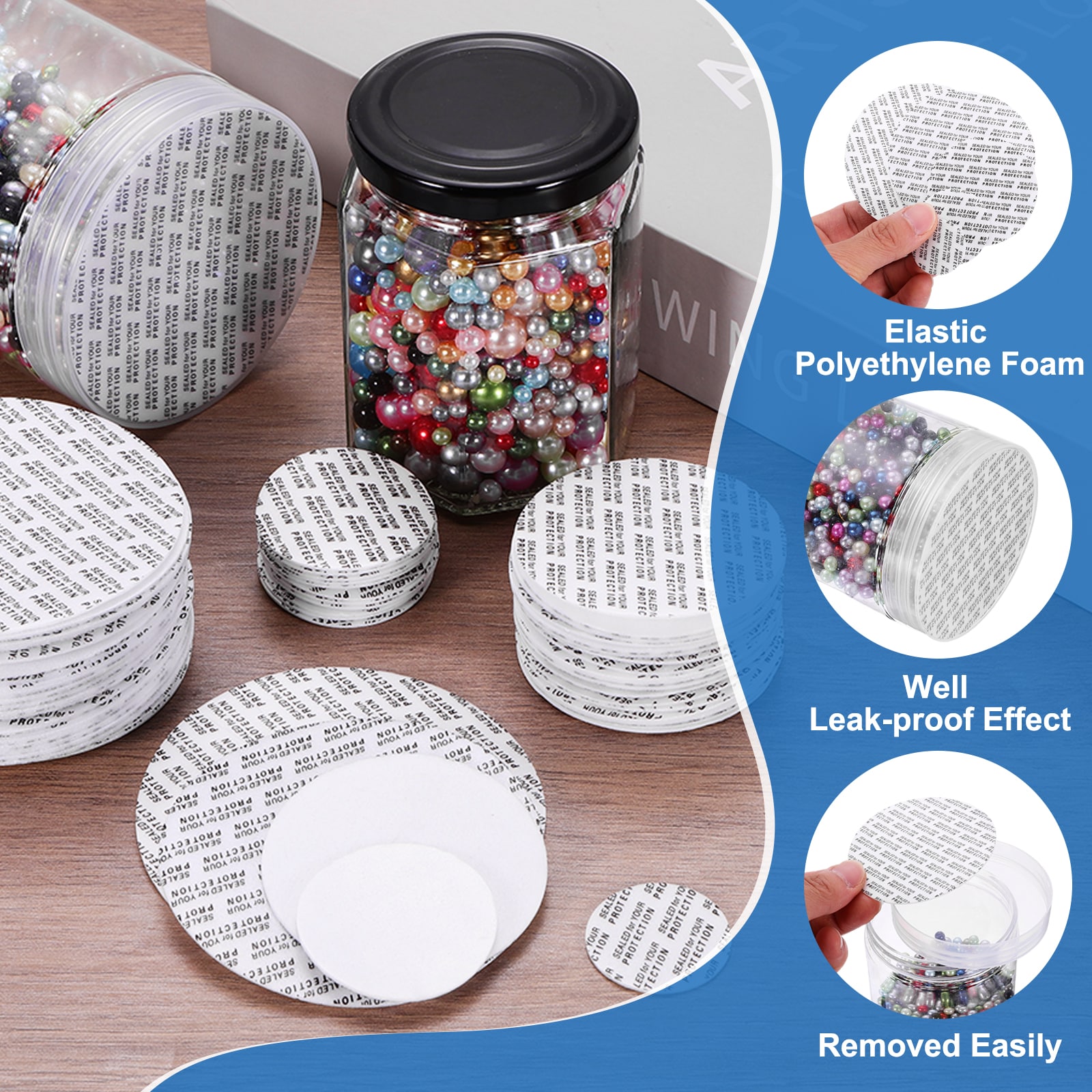PATIKIL 46mm / 1.81 Inch Foam Lid Liner 200pcs Adhesive Round PS ...