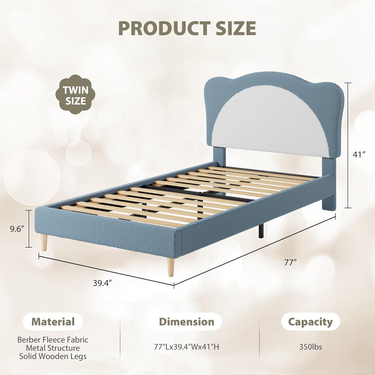 IdealHouse Velvet Twin Princess Bed with Scallop Headboard Adjustable ...