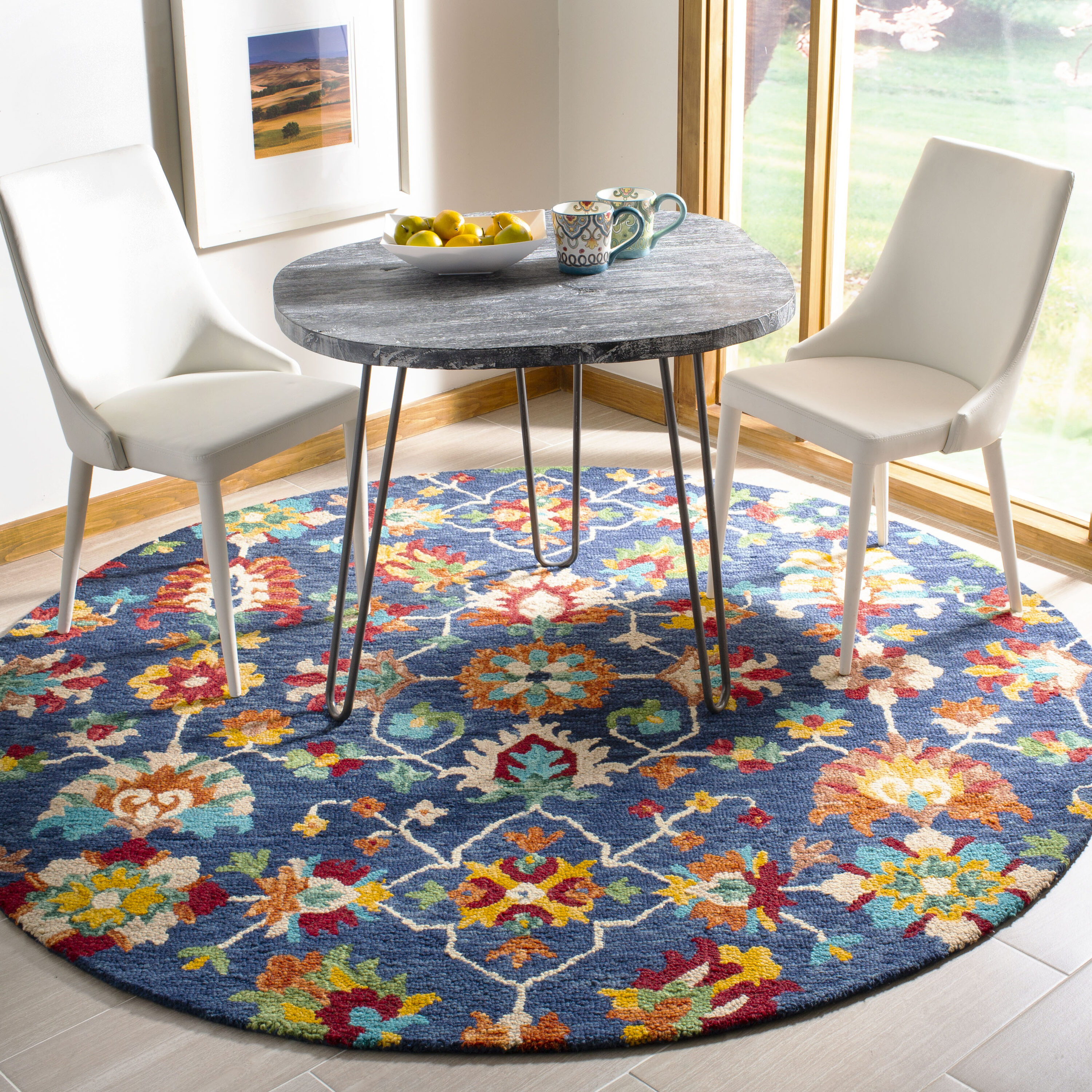 Safavieh Aspen 510 Navy/Red Traditional 7ft x 7ft Round Rug in the Rugs ...