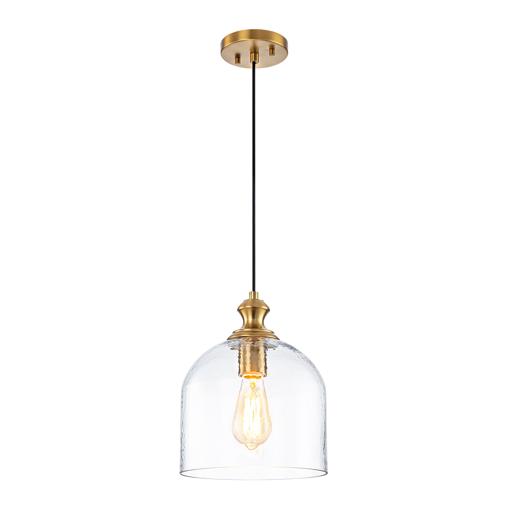 Rennnsan Athala 1 -Light Brushed Gold Industrial Textured glass Bell ...
