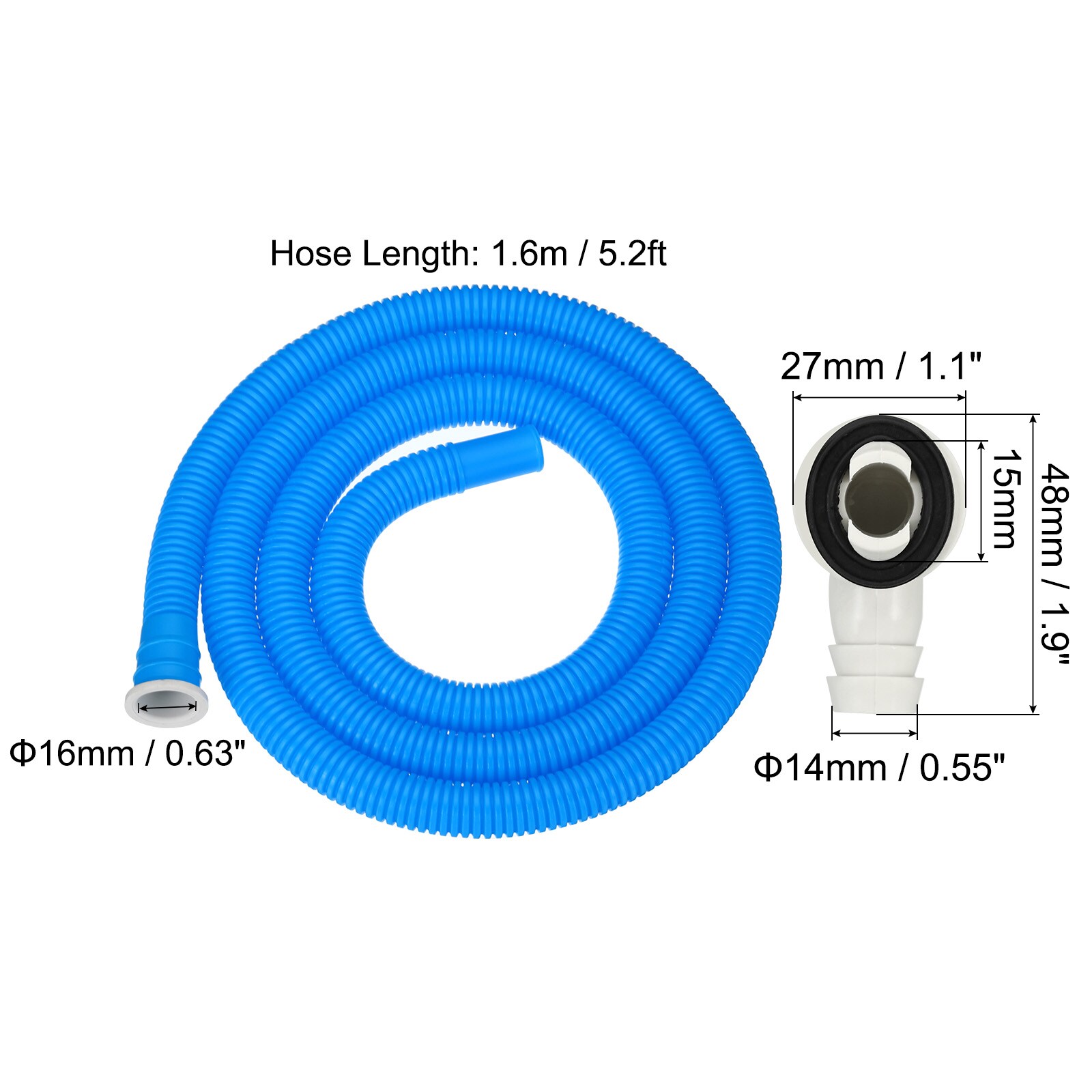 PATIKIL 5ft Air Conditioner Drain Kit 2 Sets Universal Drain Connector ...