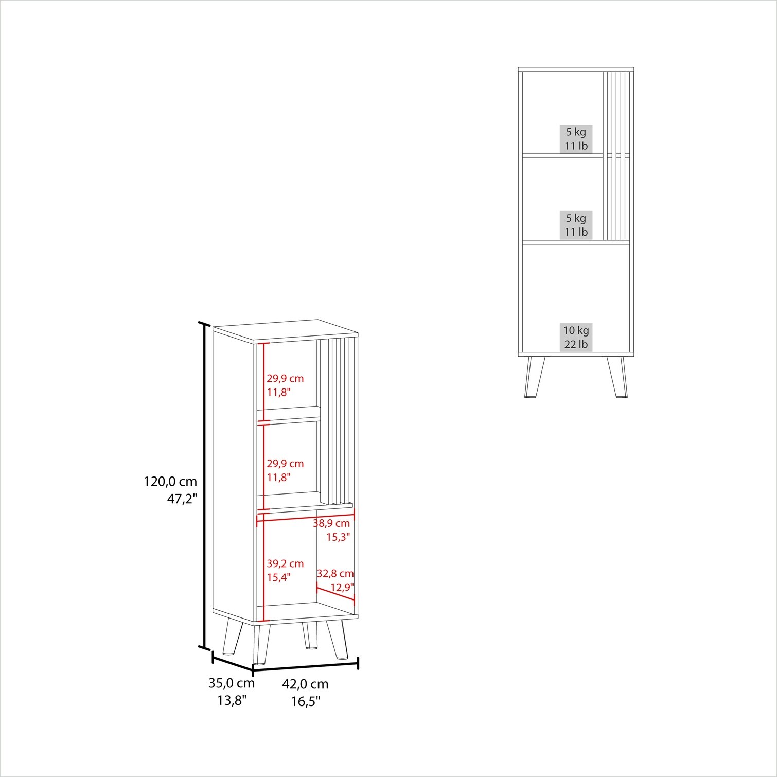 Watnature Slim 13.8-Inch 1-Door Storage Cabinet with 2 Shelves ...