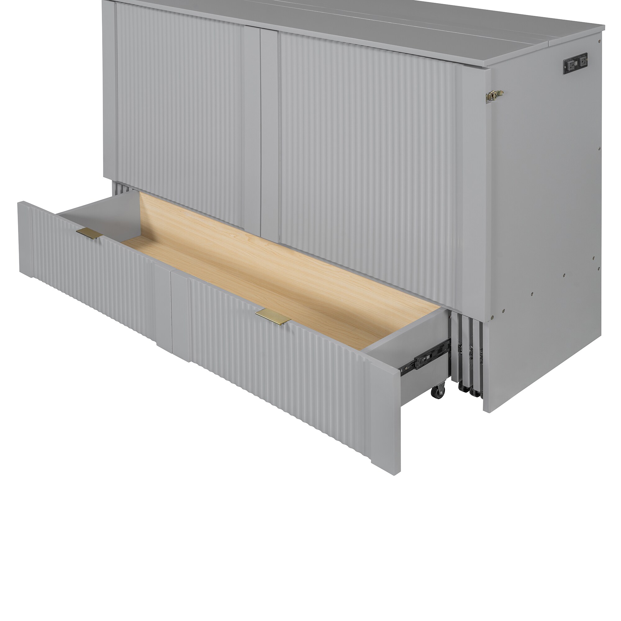 ModernLuxe Queen Size Murphy Bed with drawer and a set of Sockets USB ...