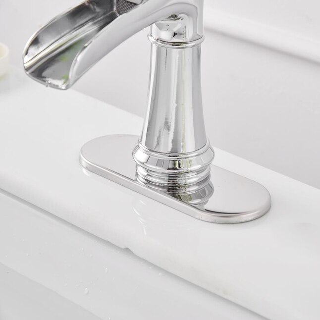 Kinwell Chrome 4 In Centerset 1 Handle Bathroom Sink Faucet With Drain