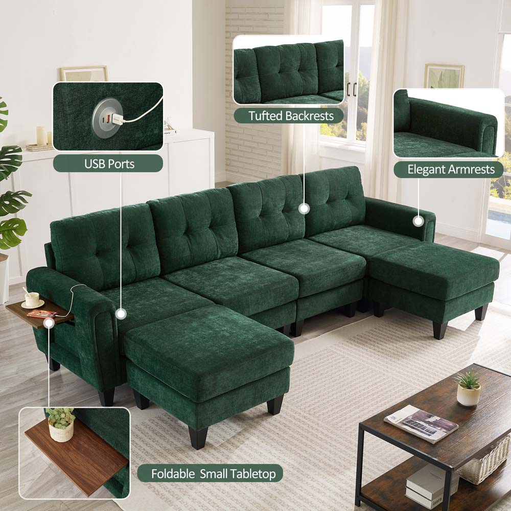 ModernLuxe Assembly Required Modern Sectional Sofa 115inch Ushaped Sofa ...