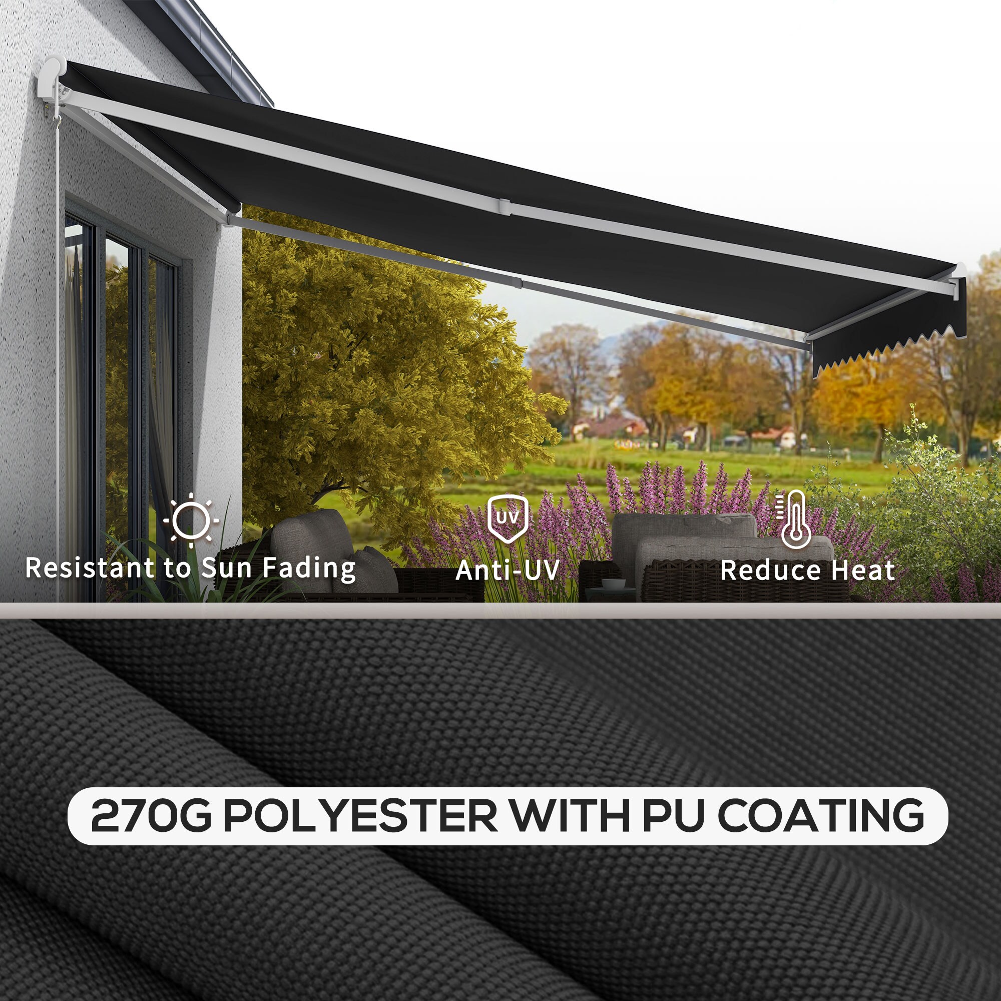 Outsunny 16' x 10' Electric Retractable Awning Sun Shade Shelter with Remote Controller and ...