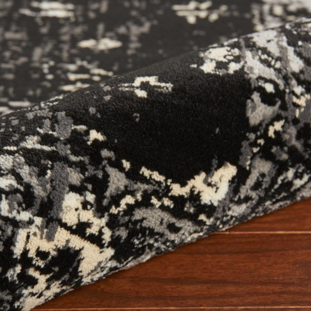 HomeRoots 8 x 9 (ft) Olefin Black Rectangular Indoor Area rug in the ...