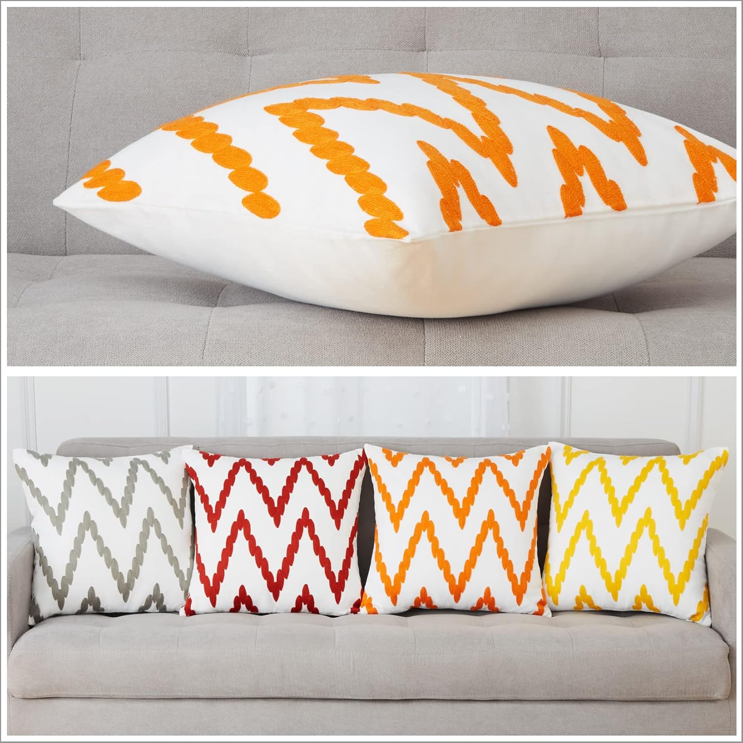 Garvee Pillow Covers 18 18 Inch Embroidered Wave Pattern Decorative ...