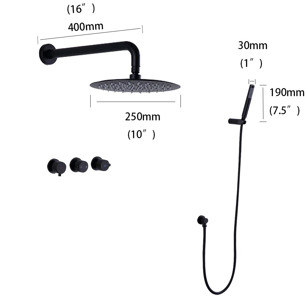 Wellfor Concealed Valve Shower System Matte Black Dual Head Waterfall