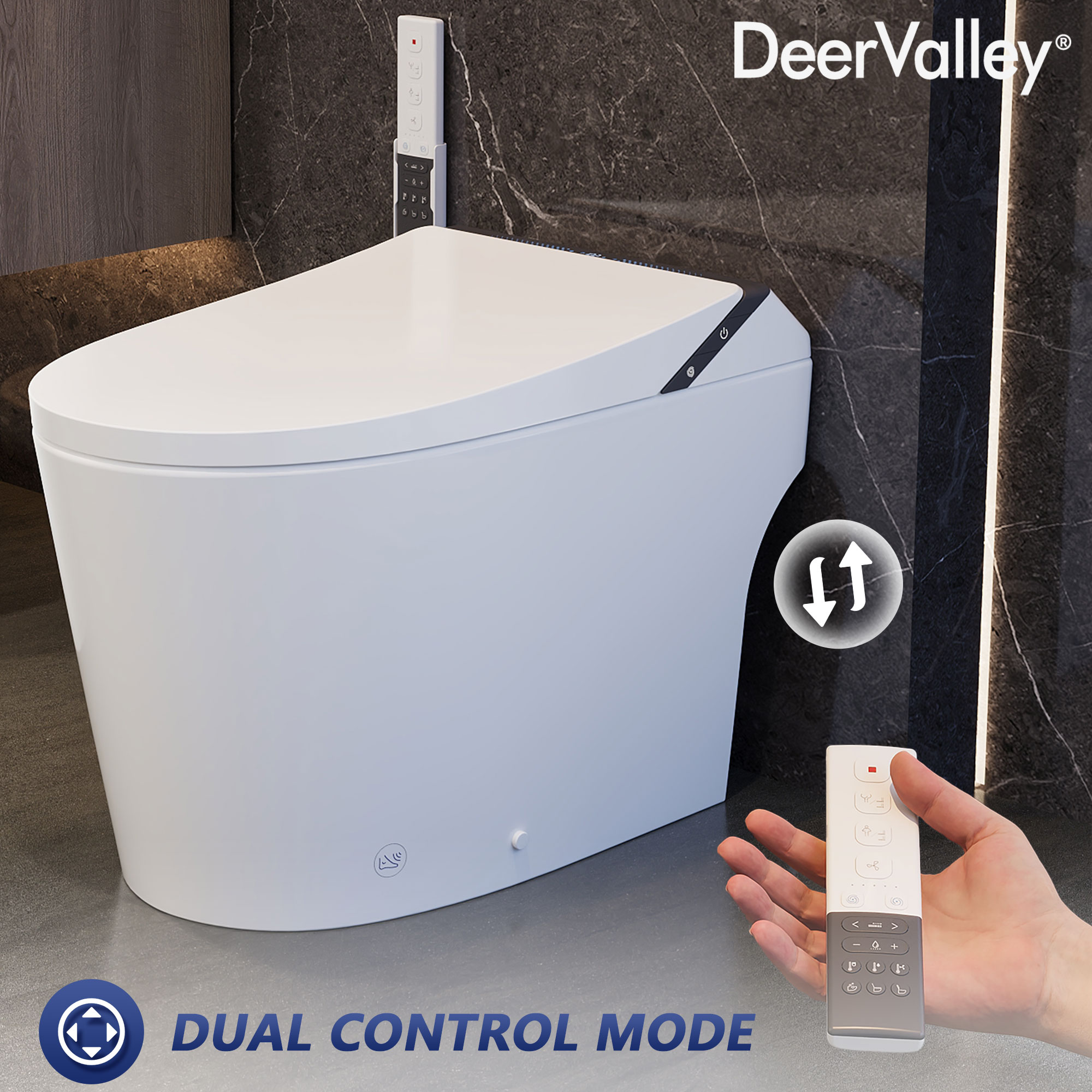 DeerValley Vertex White (Auto Open/Close) Single Elongated Chair Height ...