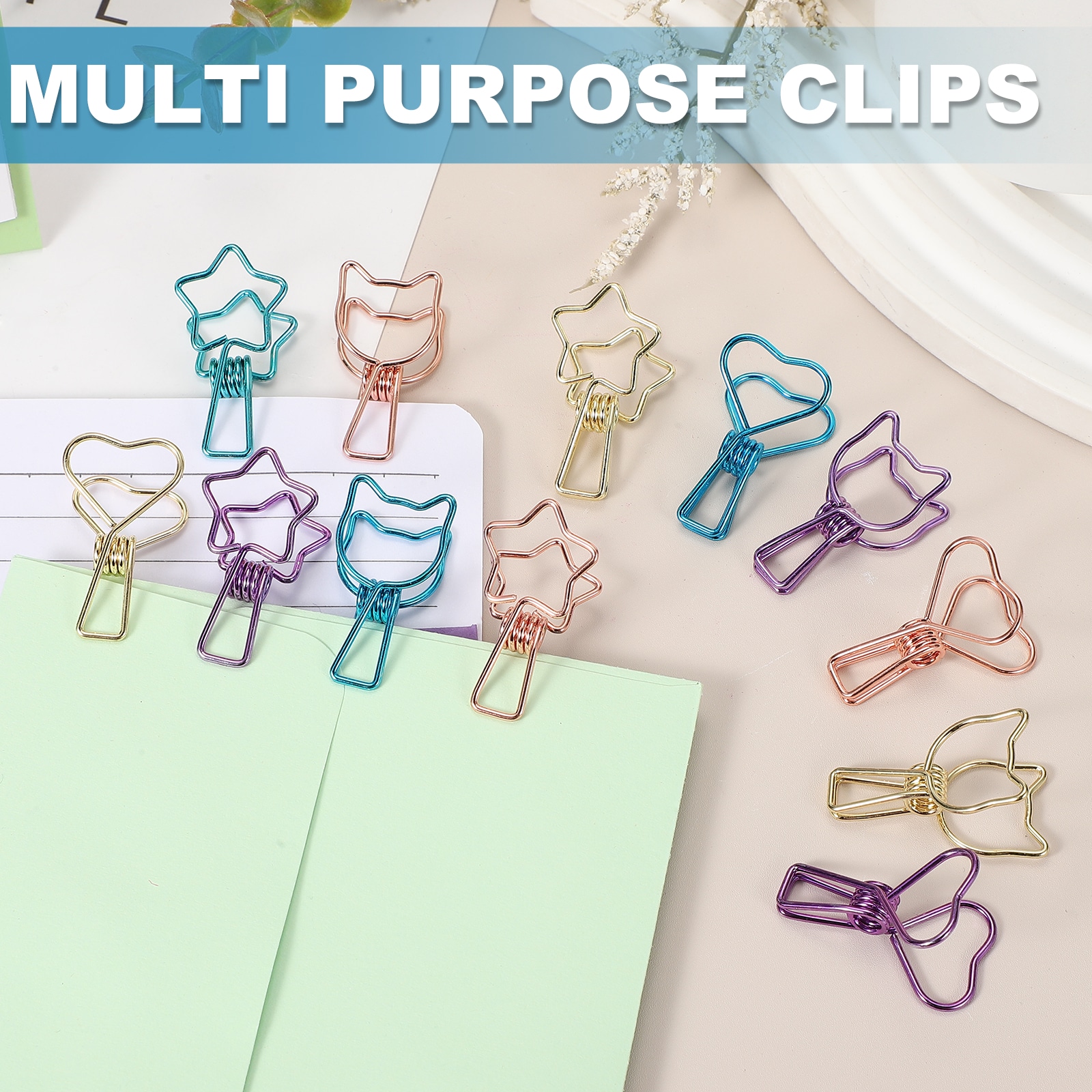 PATIKIL 30pcs Paper Office Binder Clip 1.2 Inch Small Metal Wire Hollow ...