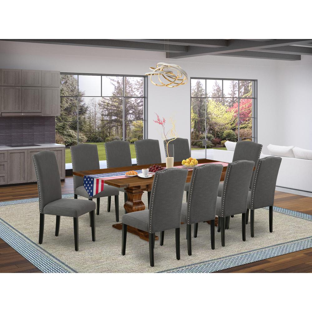 East West Furniture 11 Pieces Modern Dining Set A Butterfly Leaf Double ...