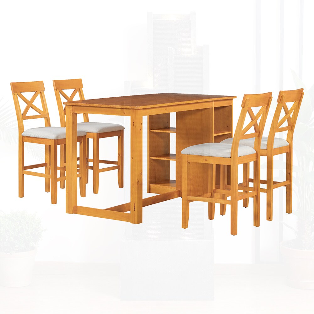 SunJet 43 Inch Folding Dining Table Set with 2 Solid Wood PU Chairs ...