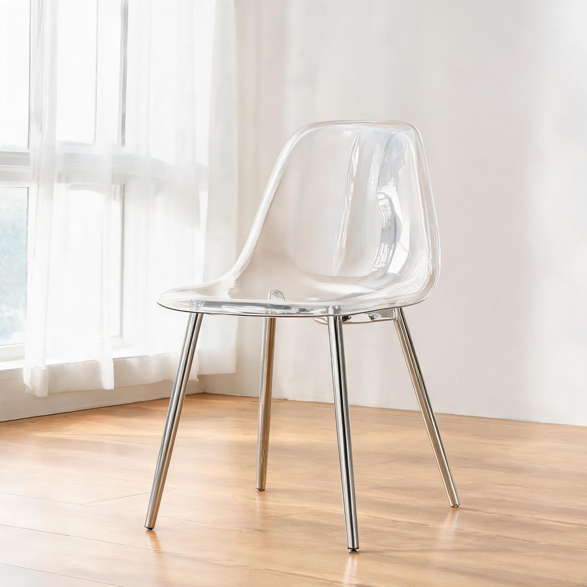 Watnature Dining Chairs Set of 4 Compact Transparent Plastic Seats with ...