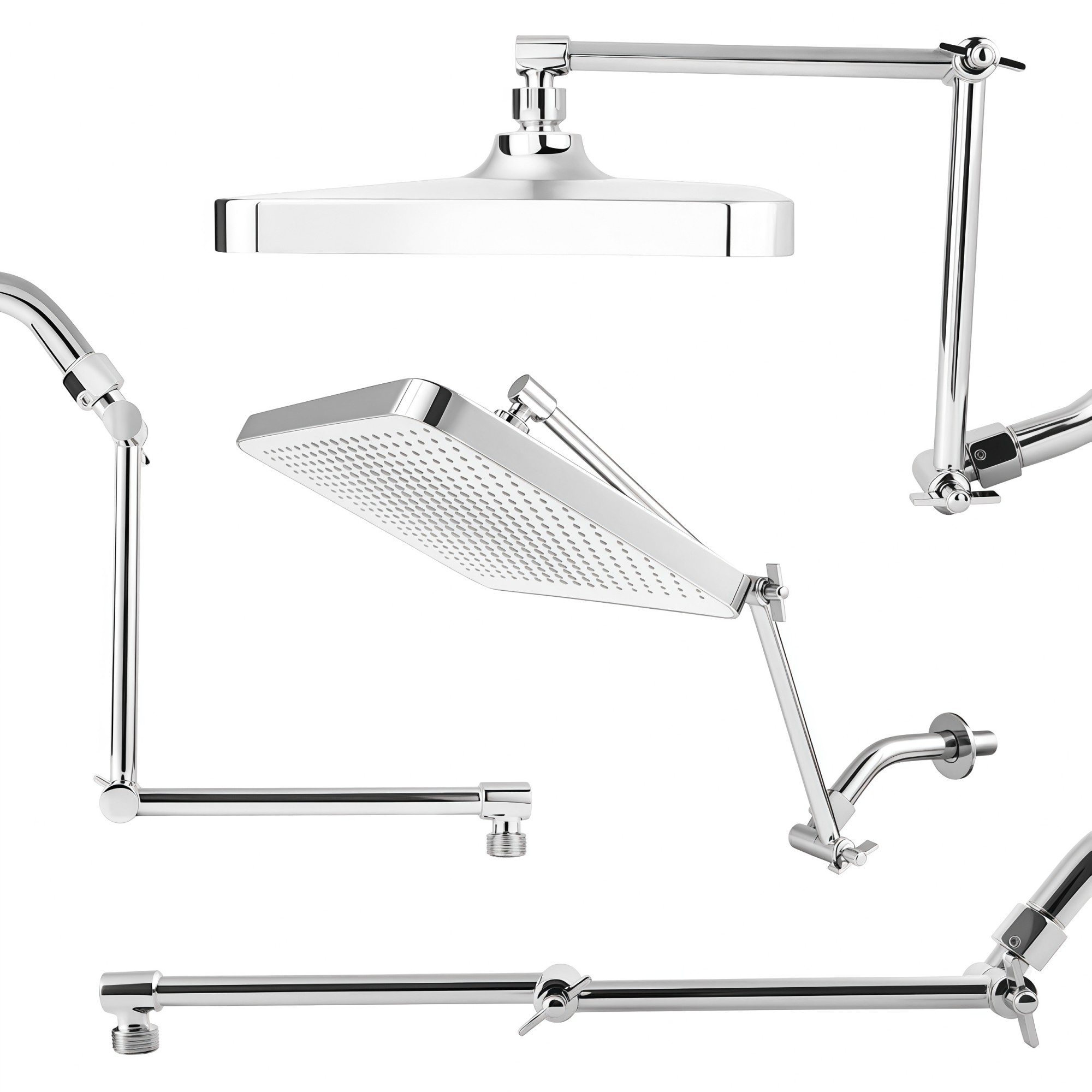 Numhew 16in L Adjustable Height Angle Chrome Shower Head Extension Arm ...