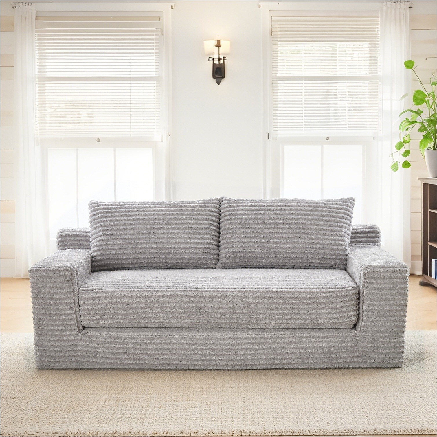 SunJet 2-Seat Loveseat Sofa Bed Modern Convertible Sleeper in Slate ...