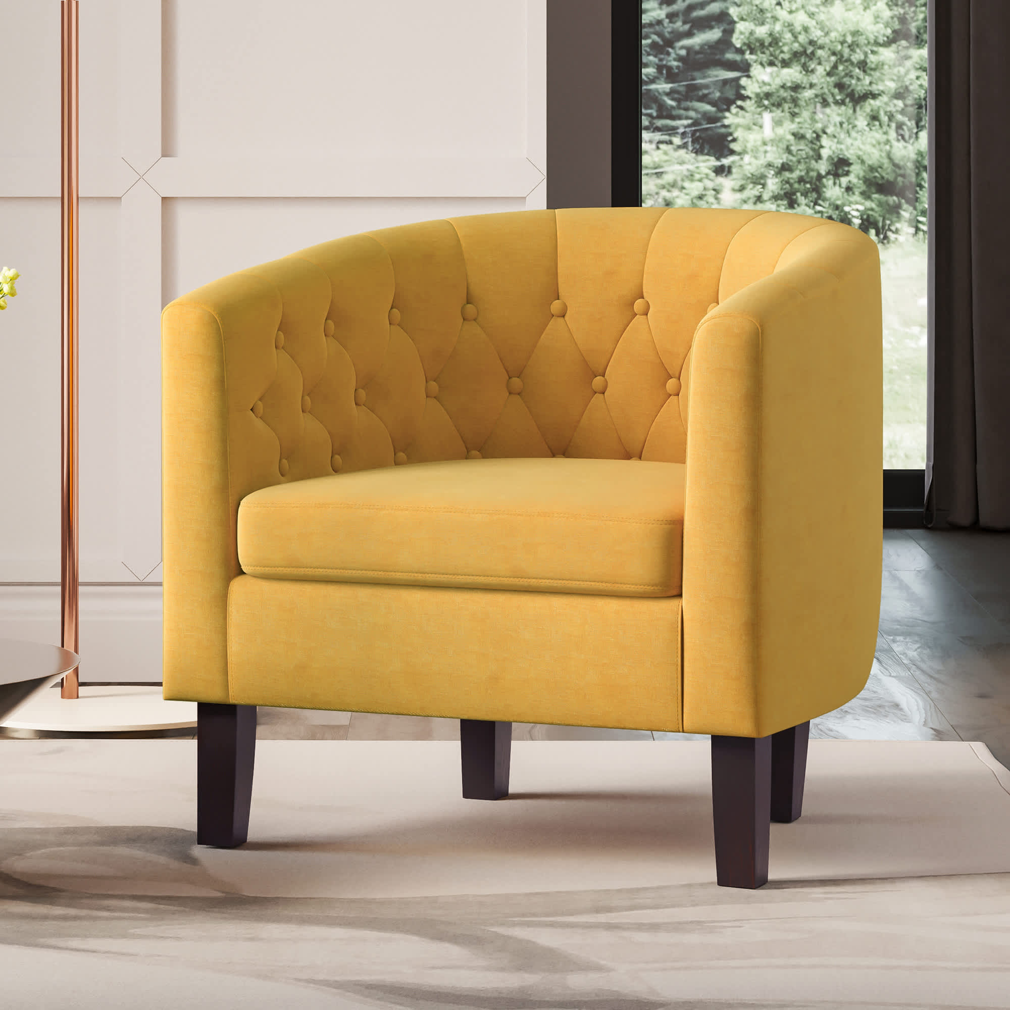 Belleze Accent Chairs Elegant Arm Chair Upholstered Tufted Barrel Chair ...