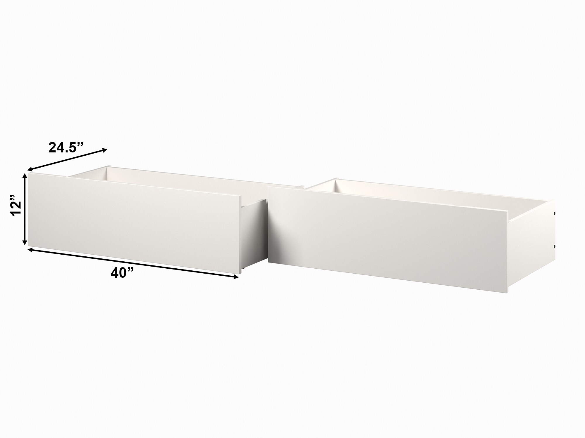 AFI Furnishings 2-Drawers White Rolling Wood Storage Underbed Drawer 12 ...